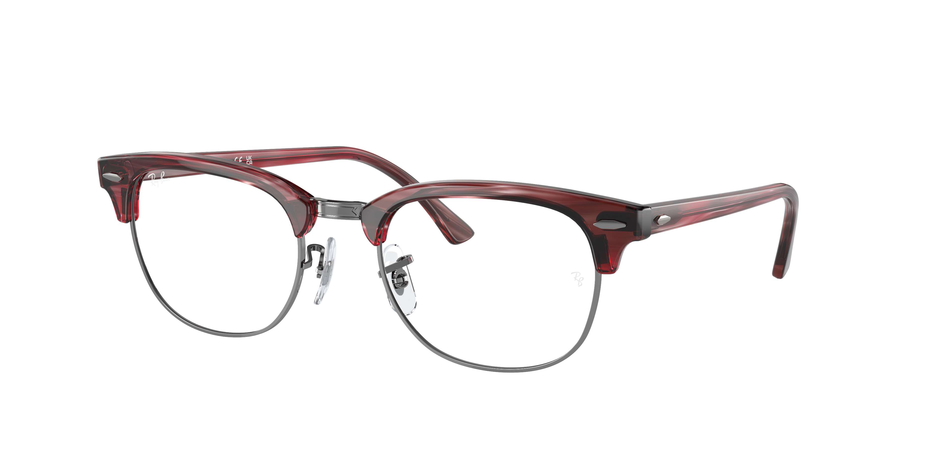 Clubmaster Optics Eyeglasses with Polished Striped Red Frame (51-21 ...