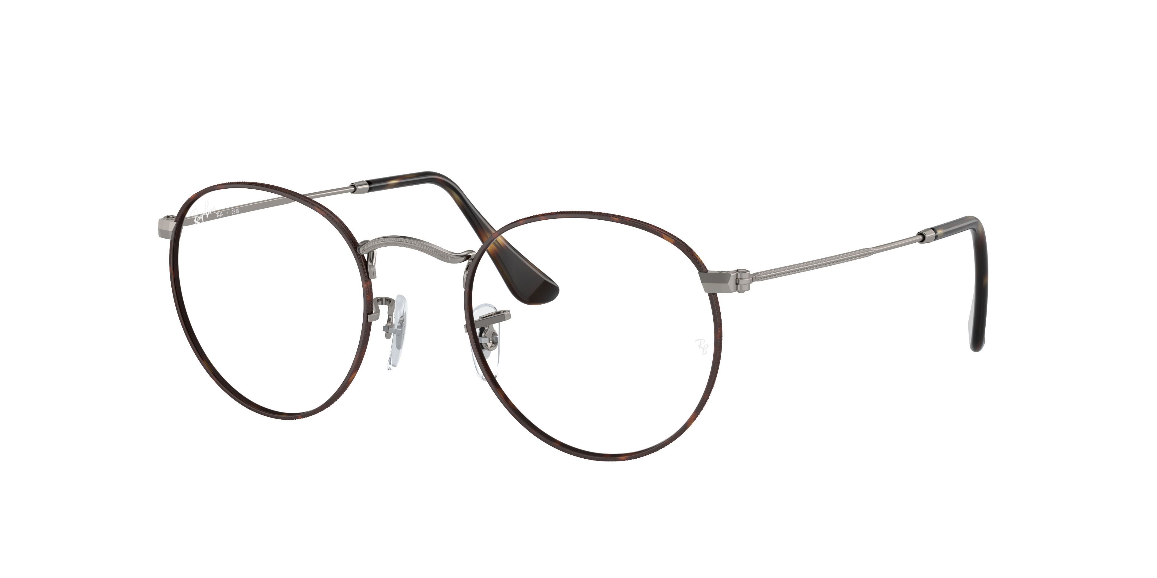 Round Metal Optics Eyeglasses with Havana On Gunmetal Frame - RB3447V ...