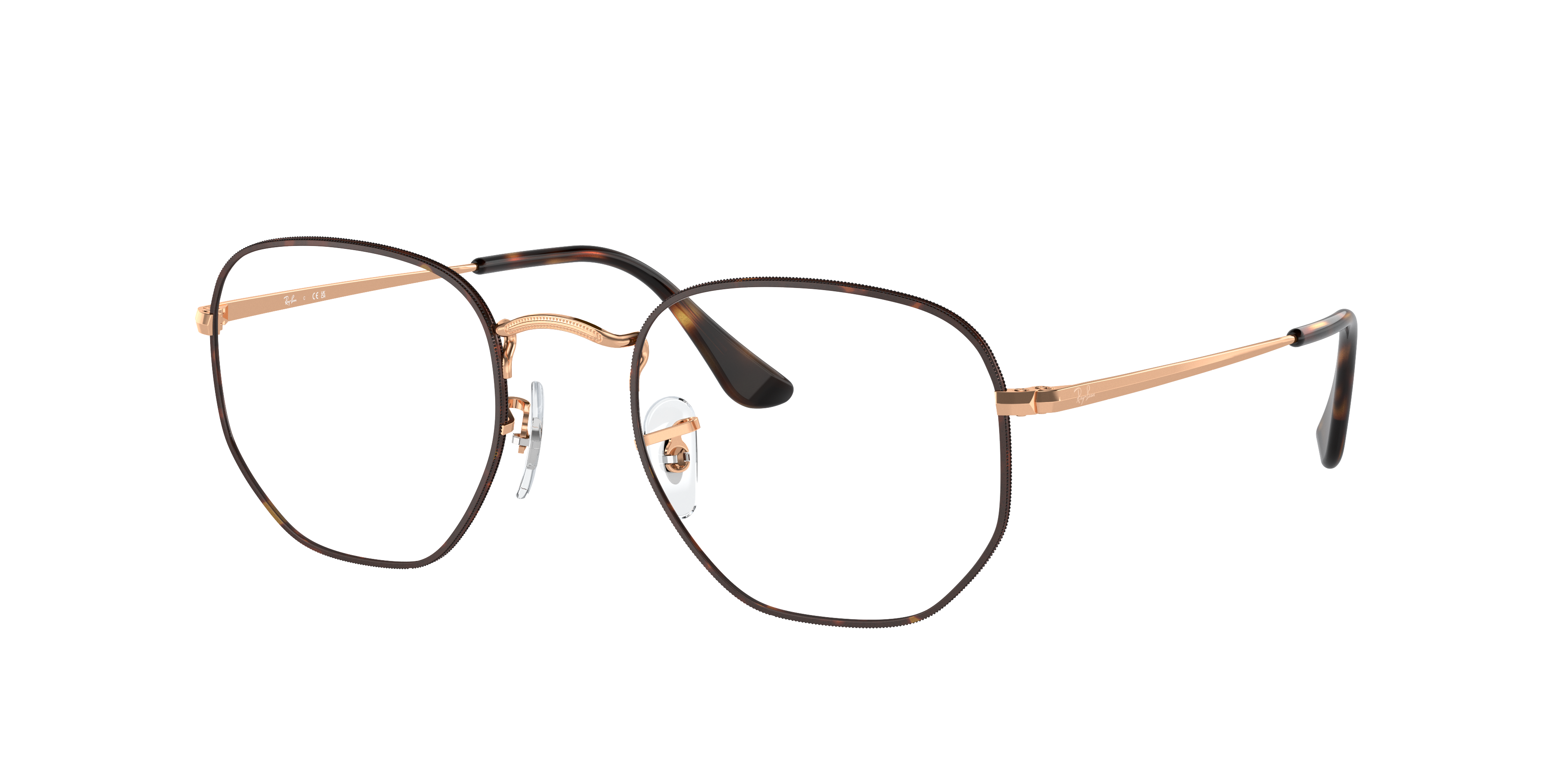 Hexagonal Optics Eyeglasses with Havana On Rose Gold Frame - RB6448 | Ray-Ban®