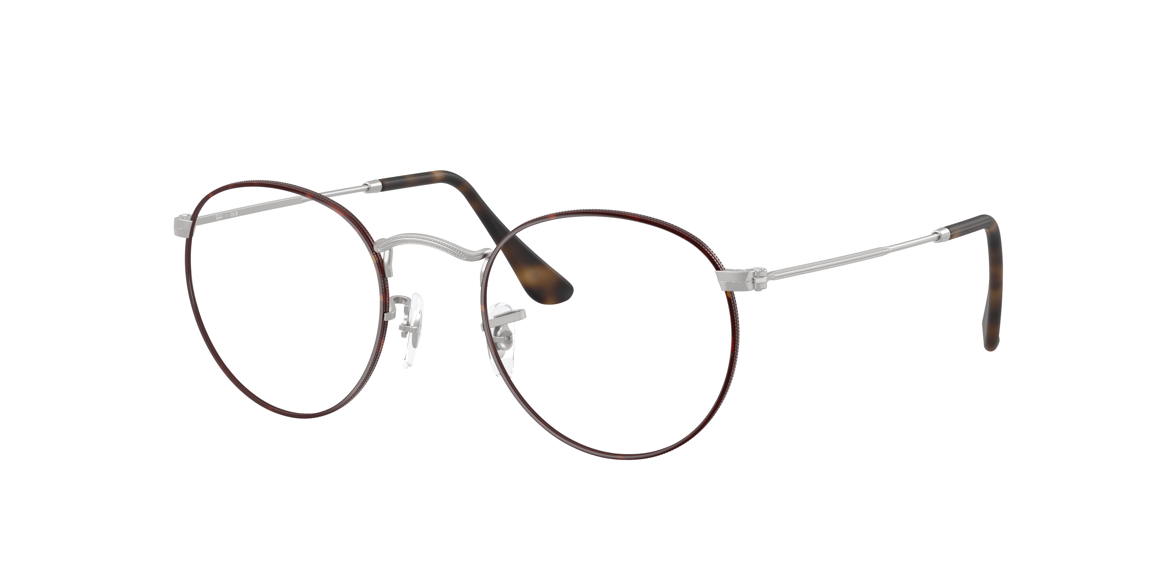 Round Metal Optics Eyeglasses with Matte Havana On Matte Silver Frame ...