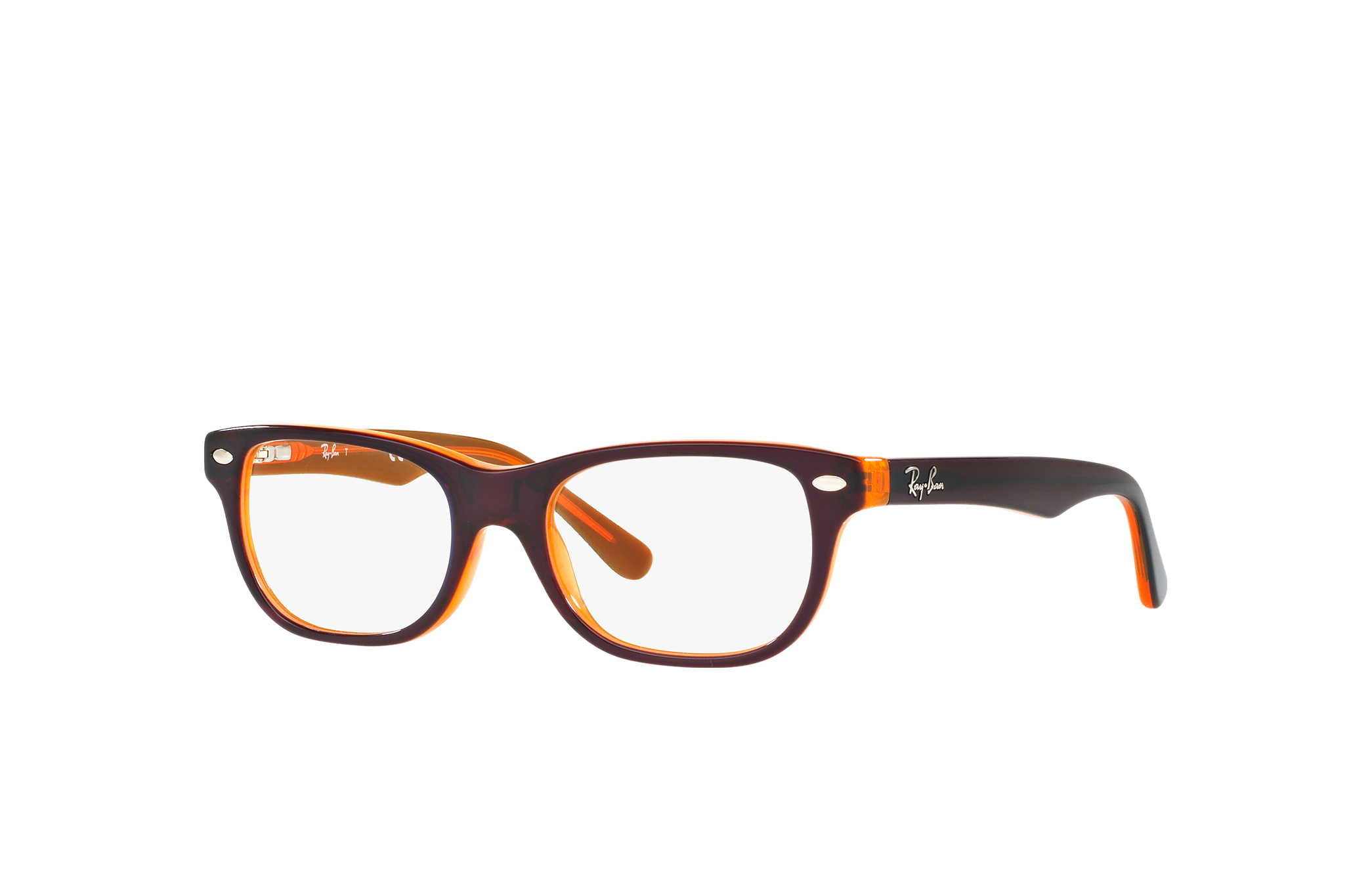 Rb1555 Optics Kids Eyeglasses with Polished Brown On Orange Frame (46 ...