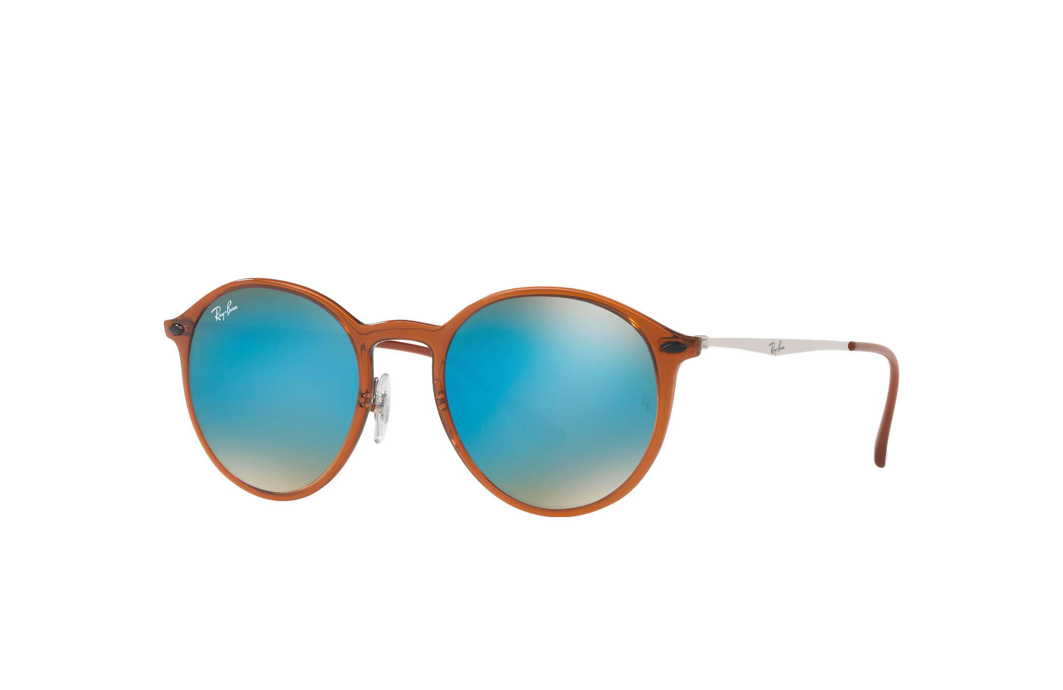 Round Light Ray Sunglasses in Brown and Blue Gradient Flash - RB4224 ...