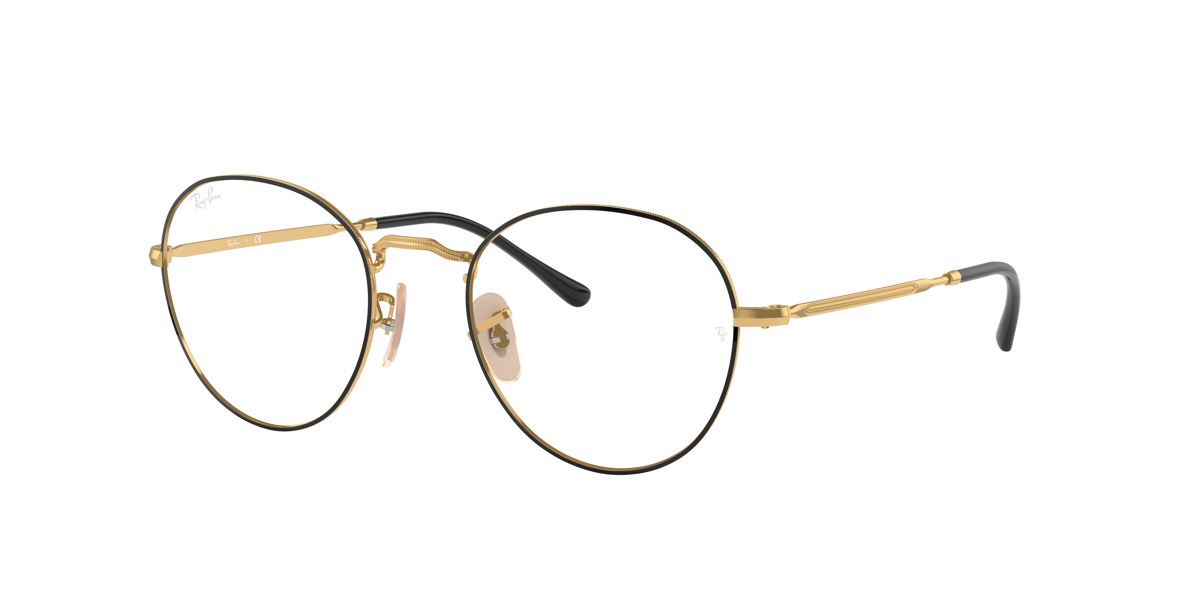 Round Metal Optics Ii Eyeglasses with Black On Gold Frame - RB3582V ...