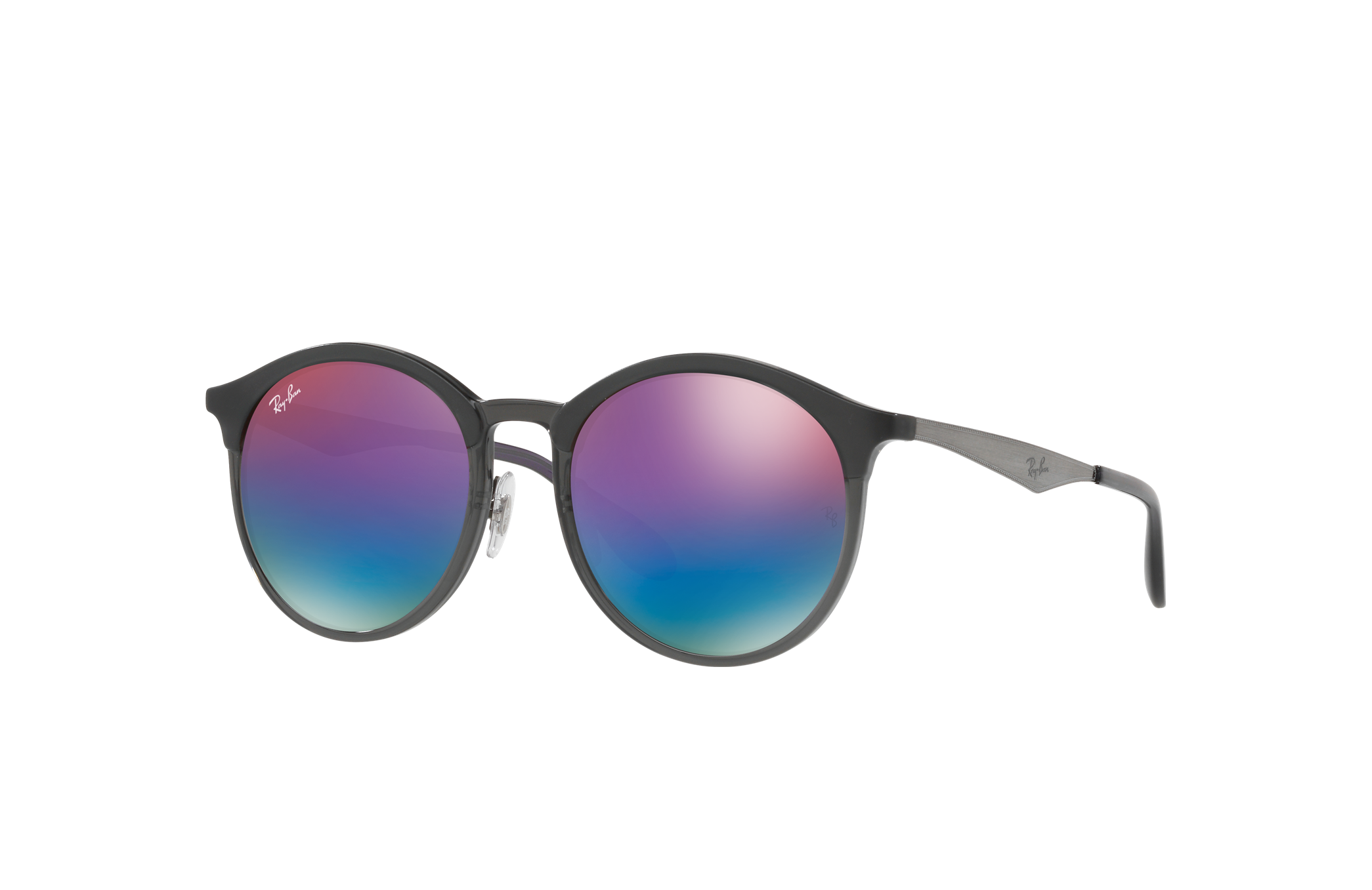 Emma Sunglasses in Matte Grey and Blue/Violet Gradient Mirror (53-20 ...