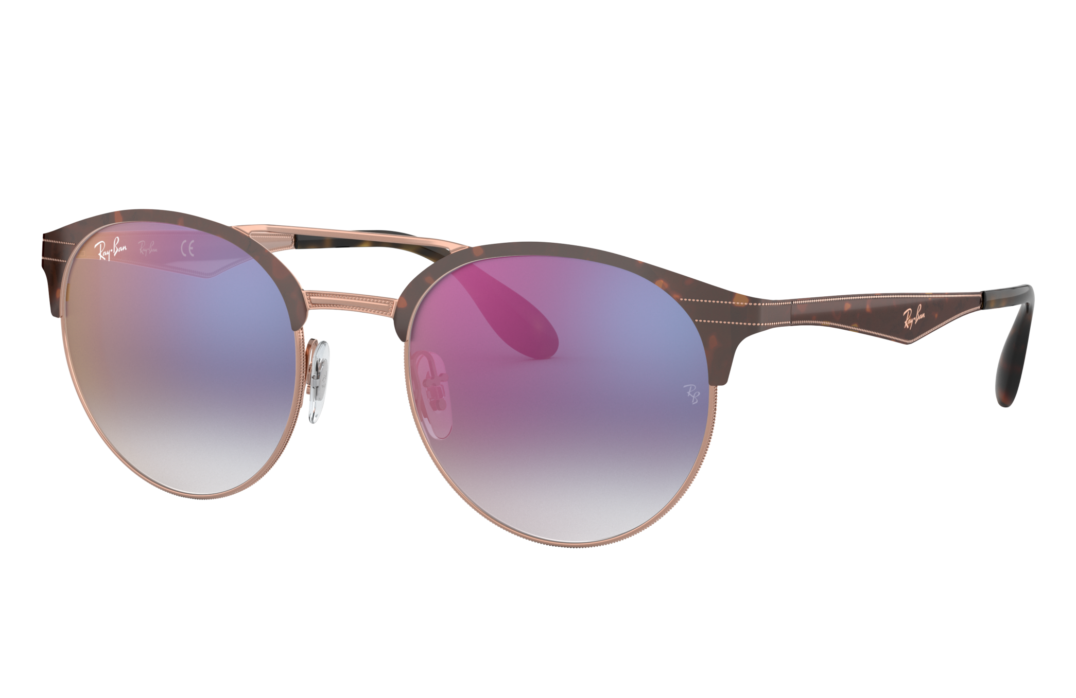 Rb3545 Sunglasses in Copper On Havana and Blue Gradient Mirror - RB3545 ...