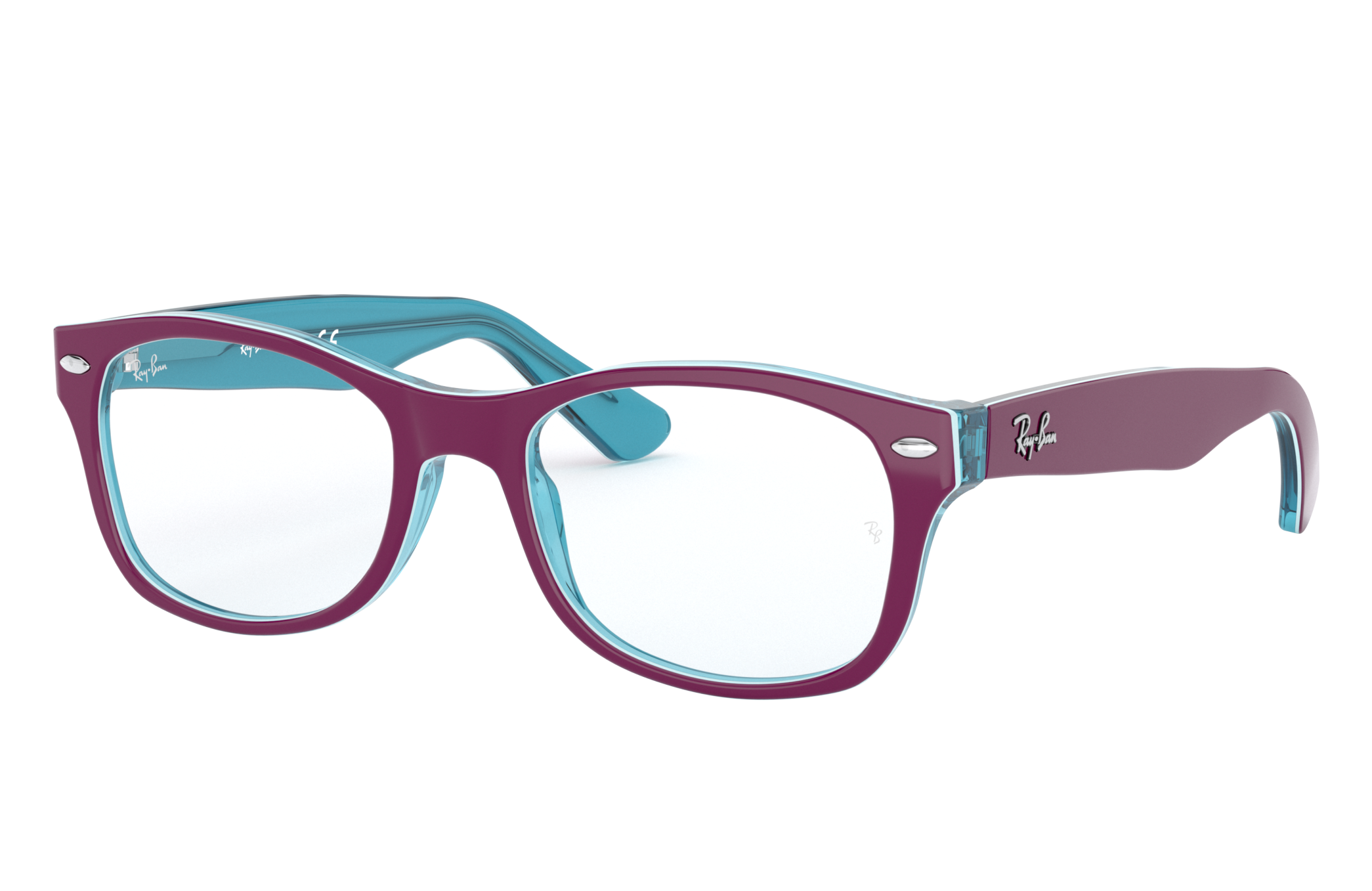 Rb1528 Optics Kids Eyeglasses with Polished Fuxia On Transparent Blue ...