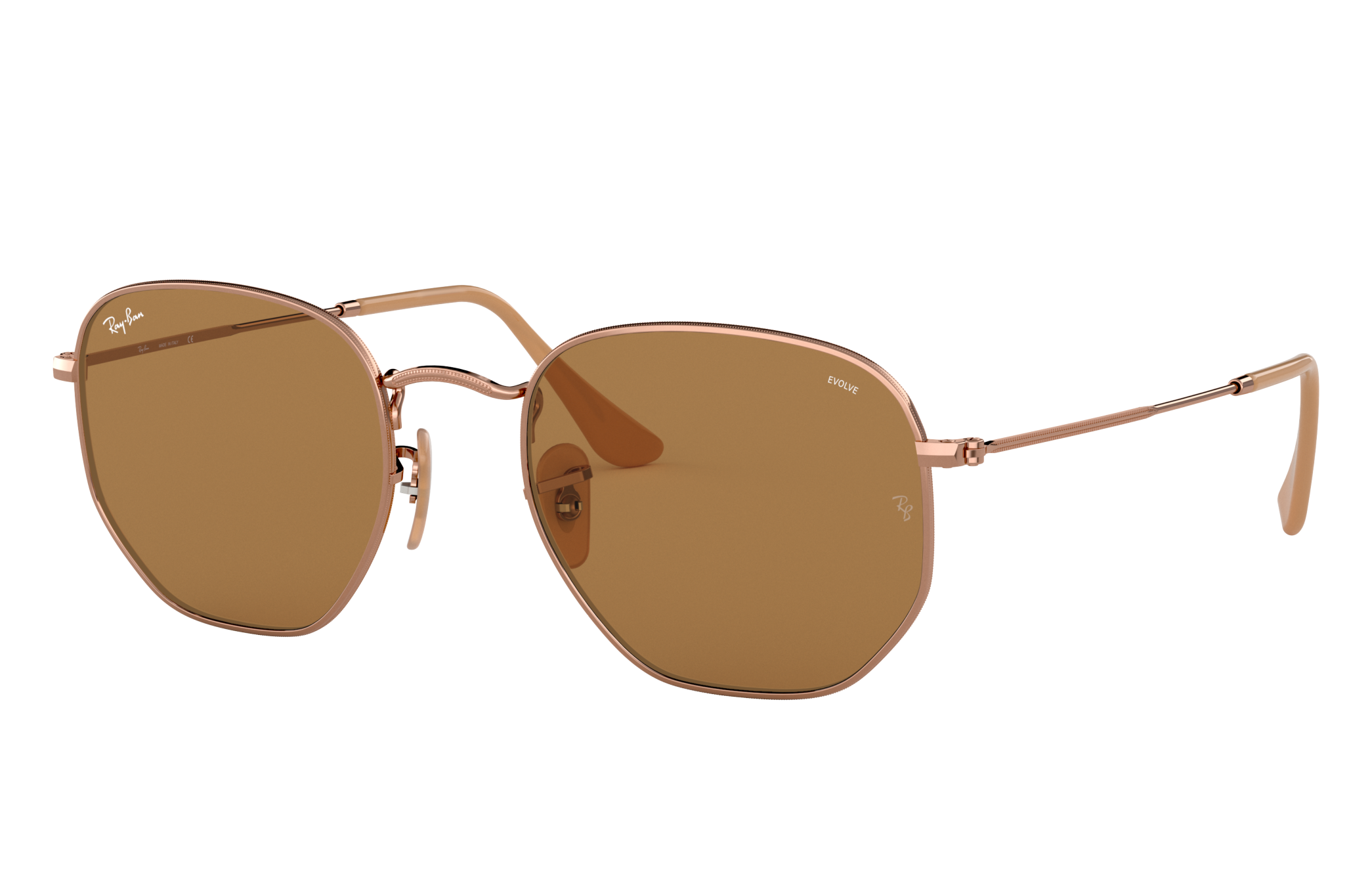 Copper Sunglasses in Photocromic Brown and Hexagonal Flat Lenses ...