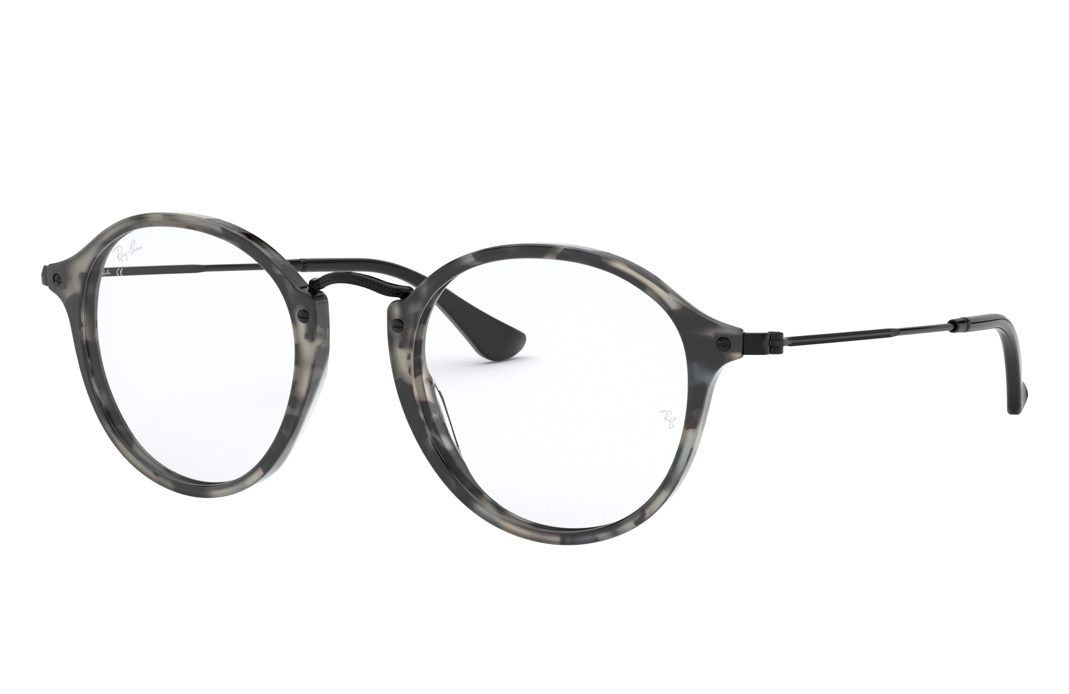 Round Fleck Optics Eyeglasses with Grey Havana Frame - RB2447VF | Ray-Ban®