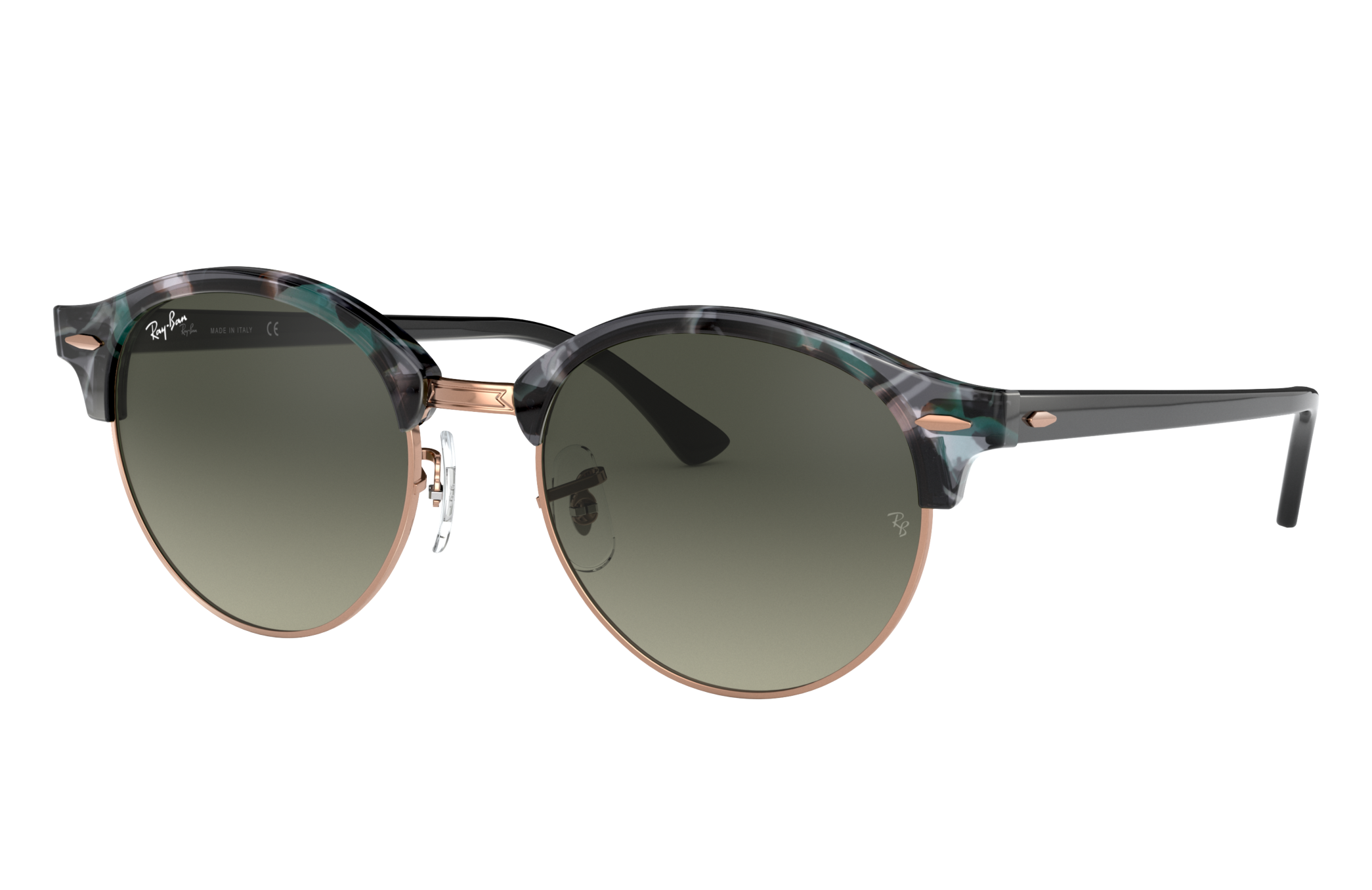 Clubround Fleck Sunglasses in Grey & Green and Grey Gradient - RB4246F ...