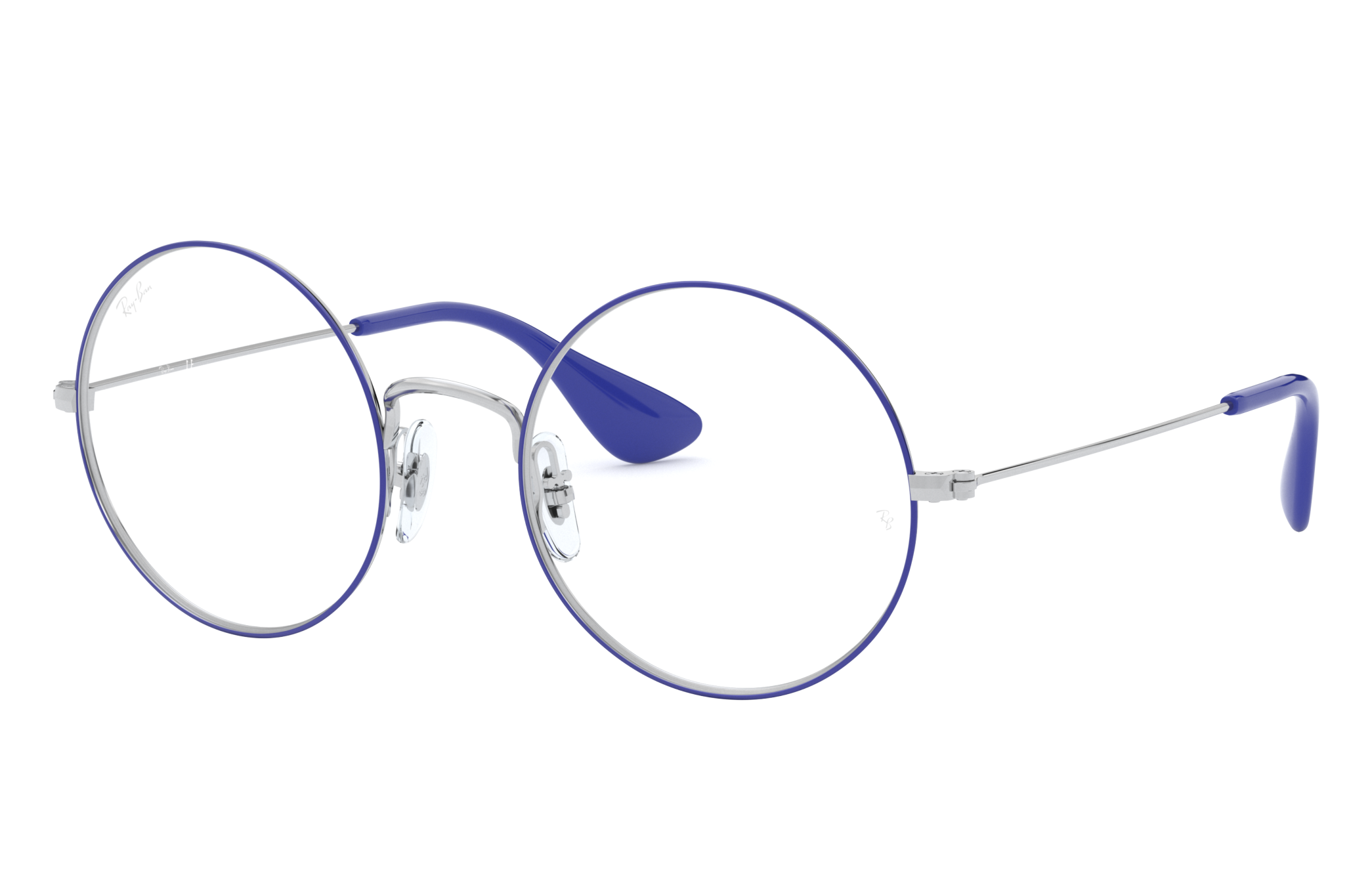 Ja-jo Optics Eyeglasses with Polished Blue on Silver Frame (53-20 ...