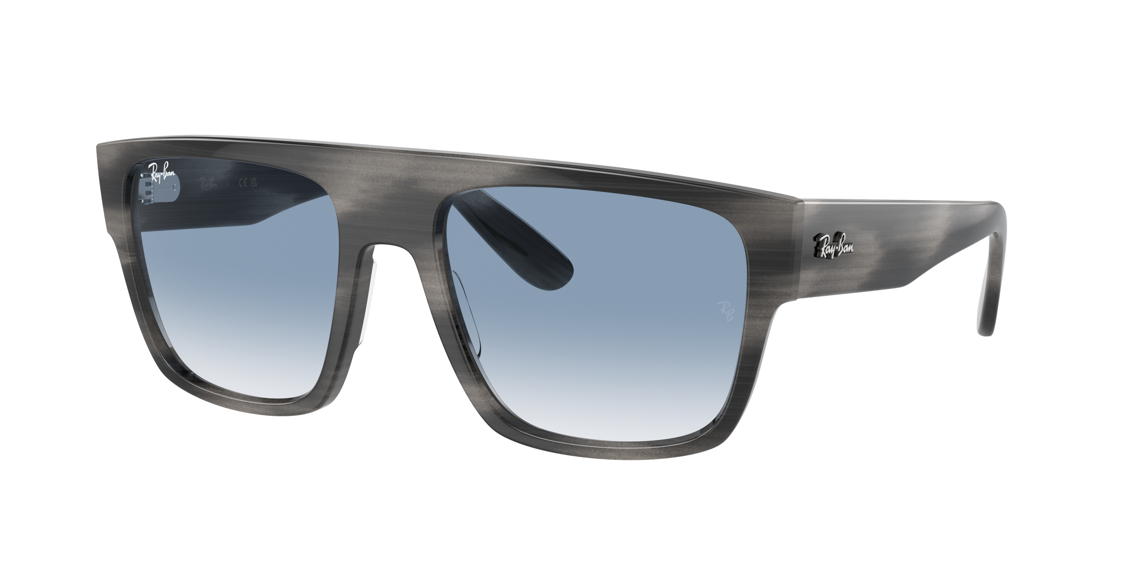 Drifter Sunglasses in Polished Striped Grey and Clear & Blue (57-20 ...