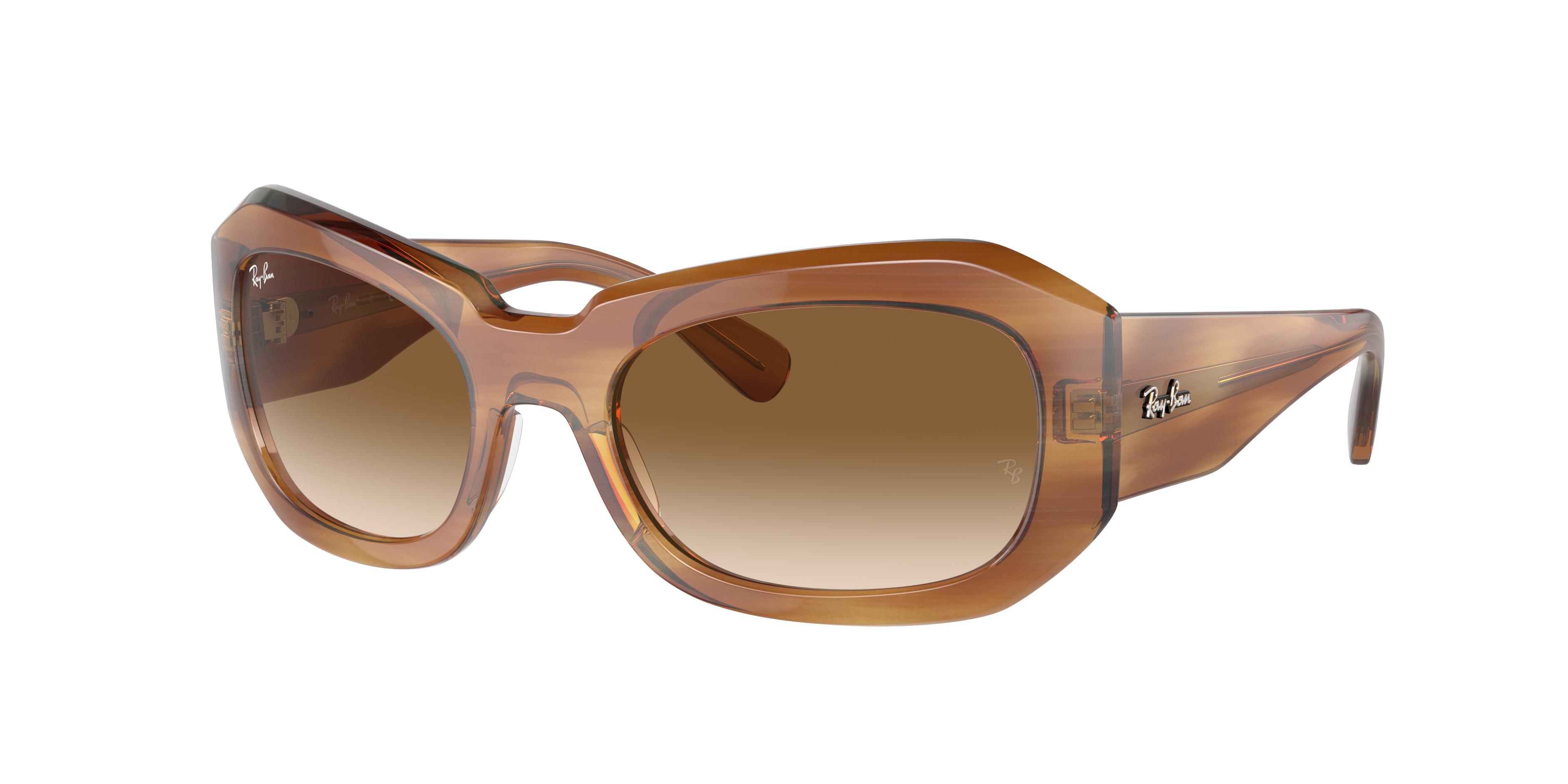 Beate Sunglasses in Striped Brown and Clear & Brown - RB2212 | Ray-Ban®