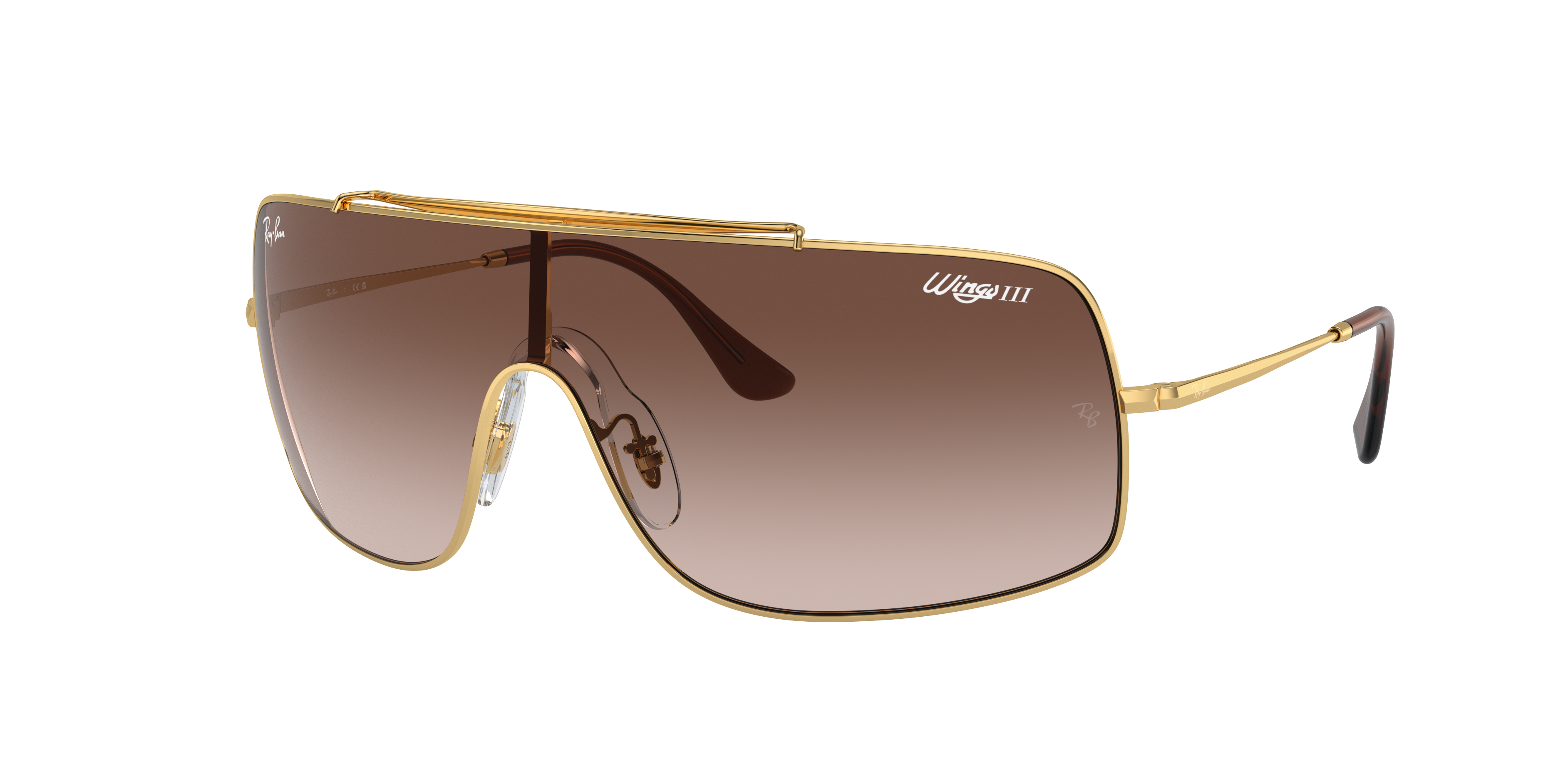 Wings Iii Sunglasses in Polished Arista Gold and Brown (0-136) - RB3897 ...
