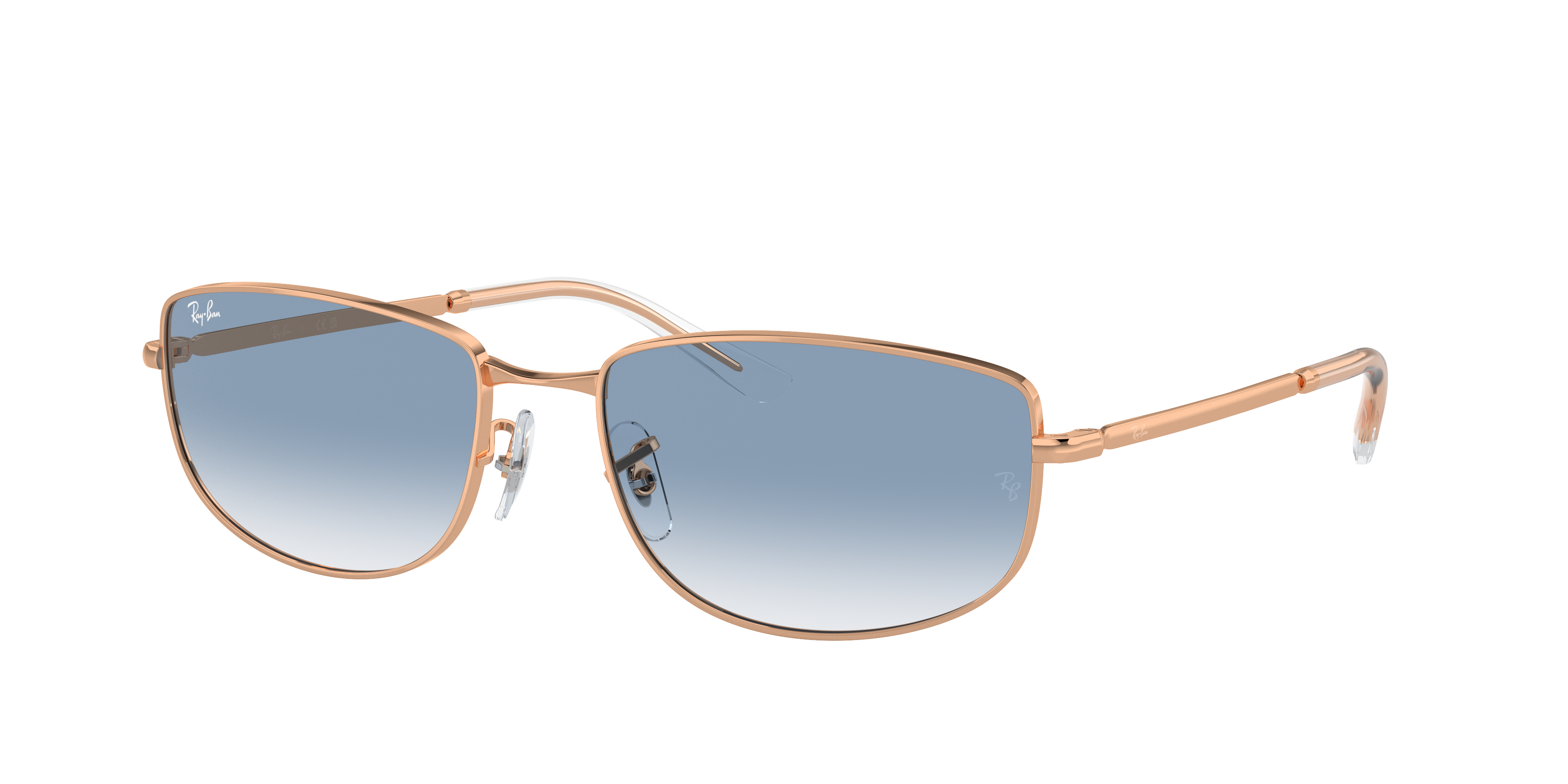 Polished Rose Gold Sunglasses in Clear & Blue (59-18) and Rb3732 ...