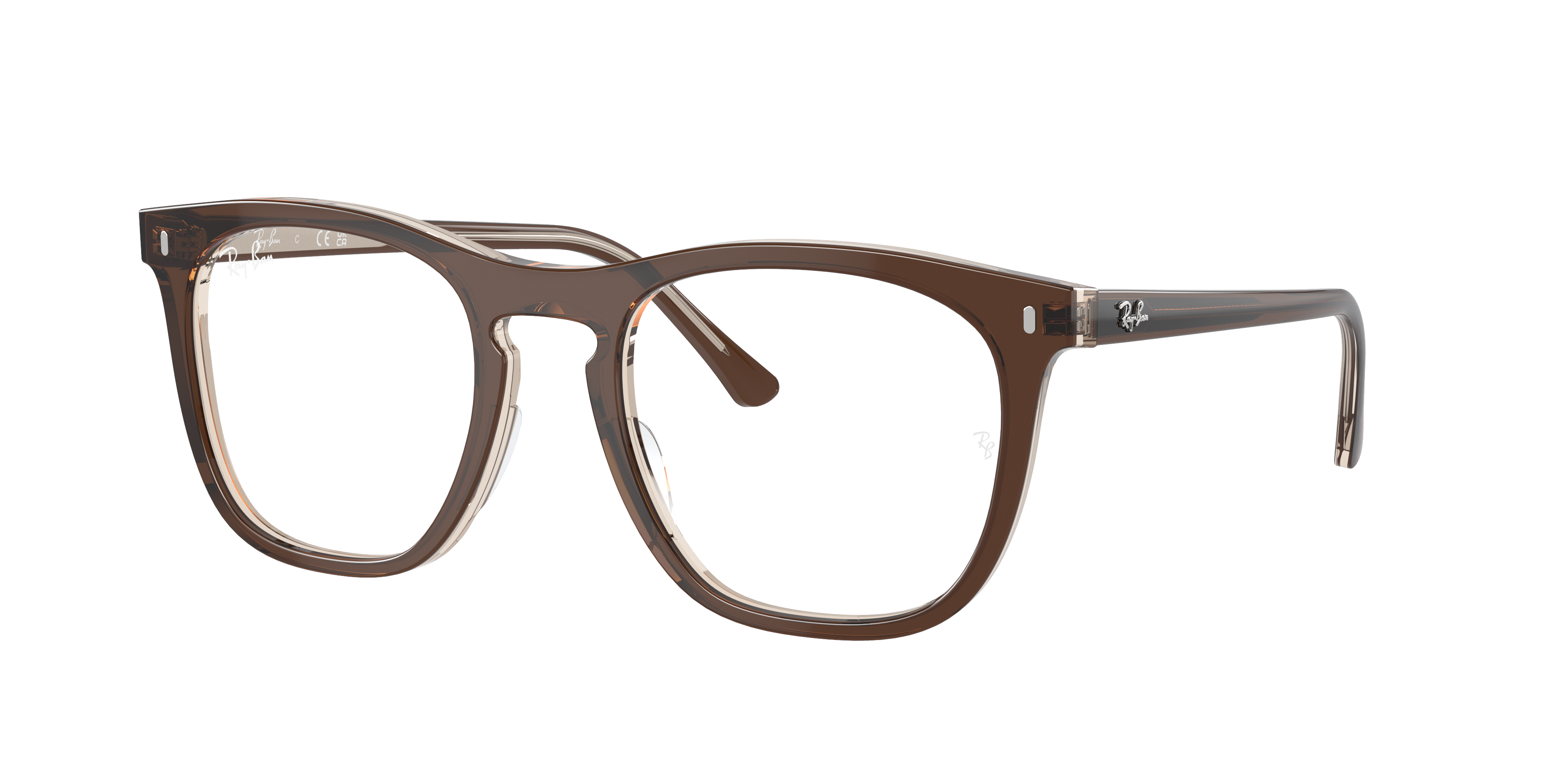 Rb2210v Optics Eyeglasses with Brown On Transparent Light Brown Frame ...