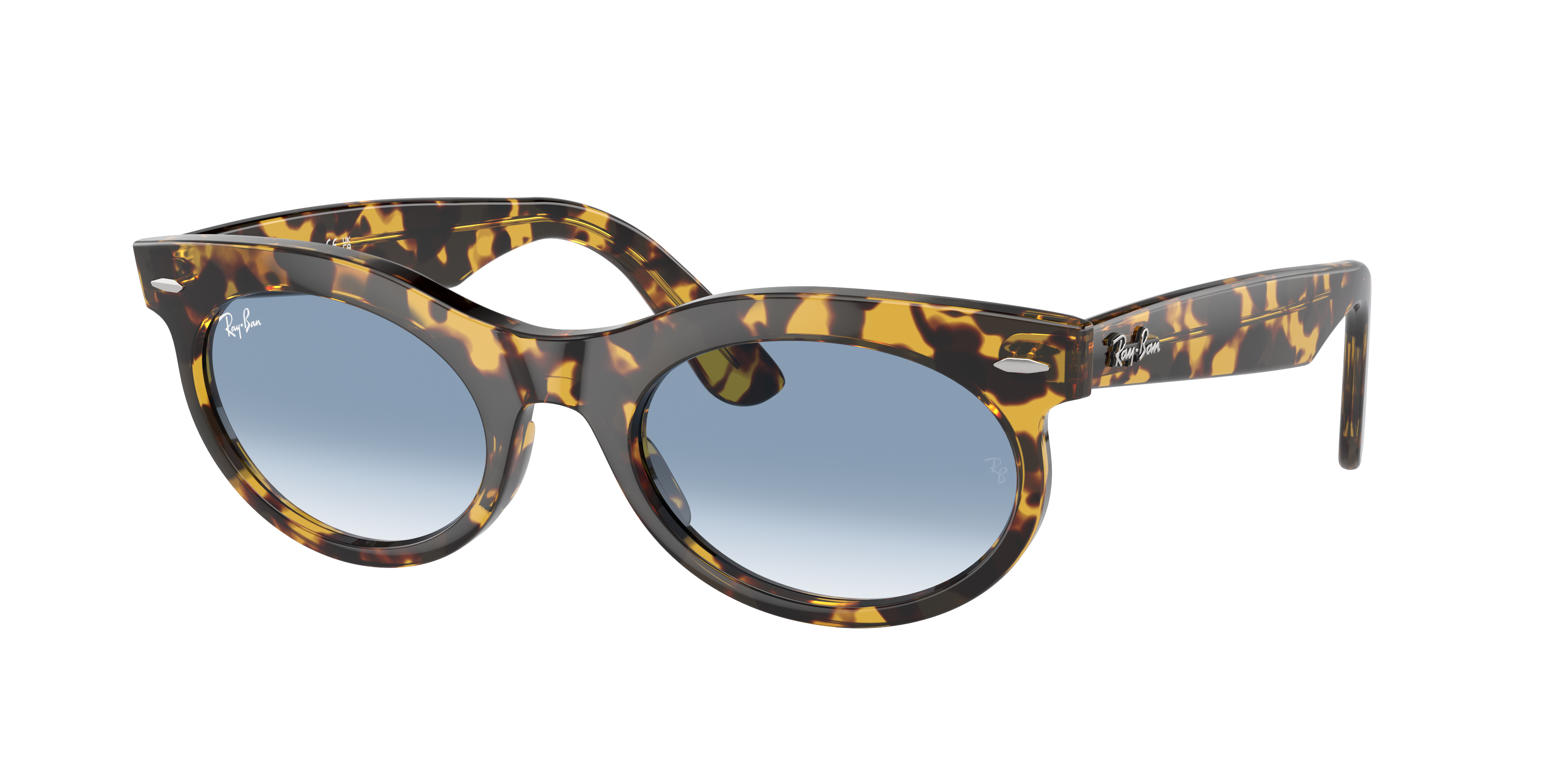 Wayfarer Oval Sunglasses in Polished Yellow Havana and Clear & Blue (53 ...