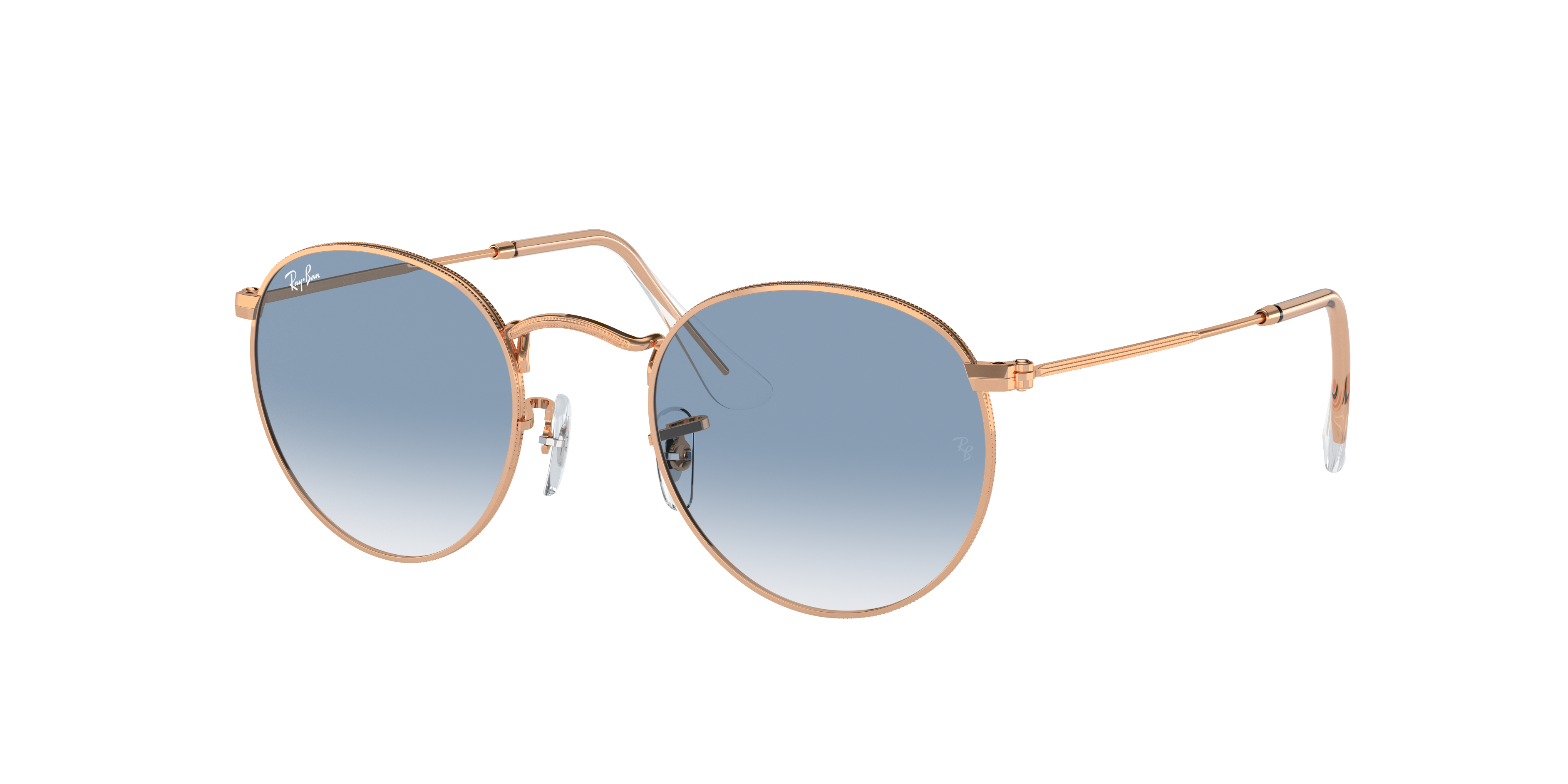 Round Metal Sunglasses in Rose Gold and Clear & Blue - RB3447 | Ray-Ban®
