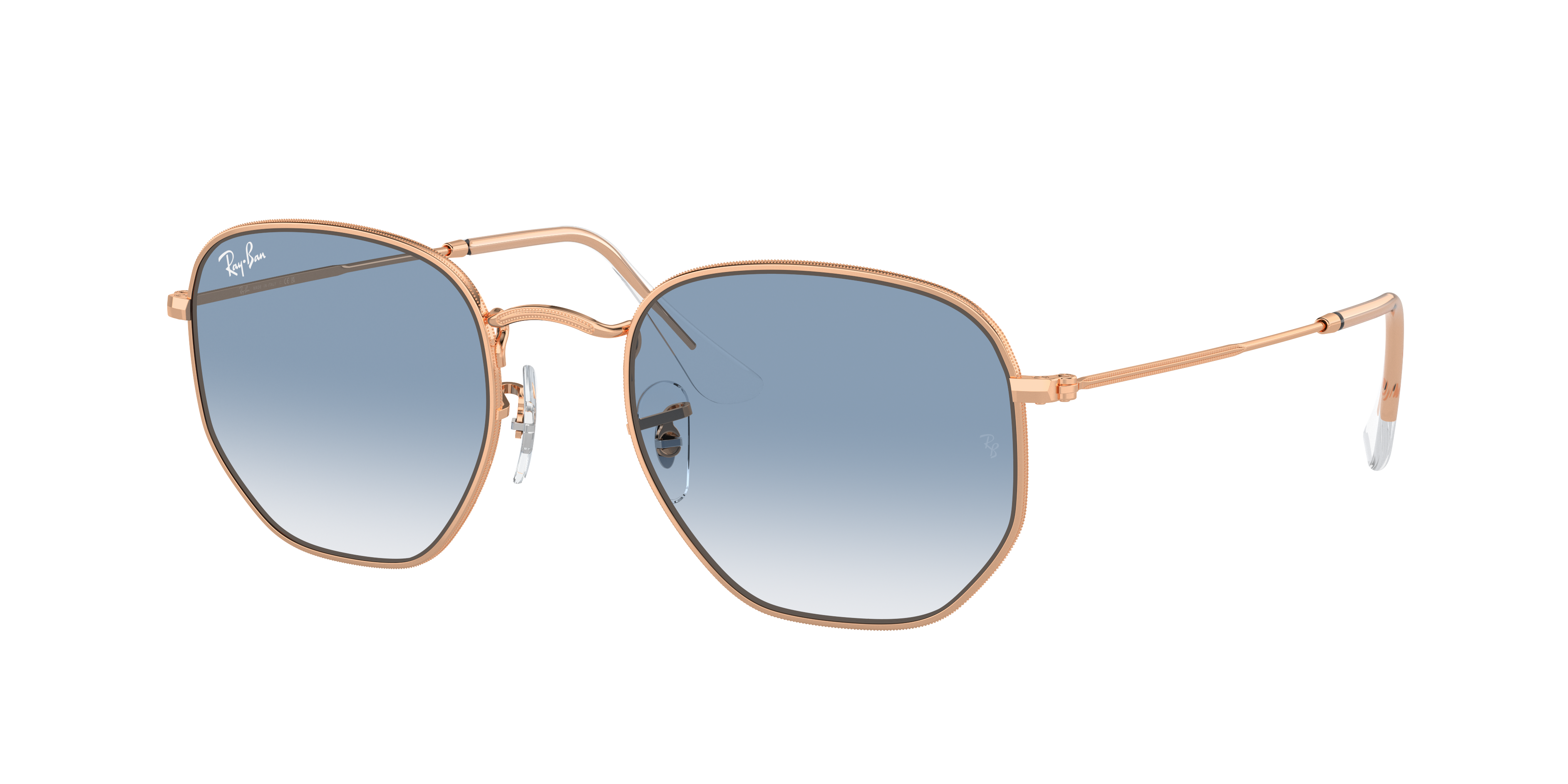 Rose Gold Sunglasses in Clear & Blue and Hexagonal - RB3548 | Ray-Ban®