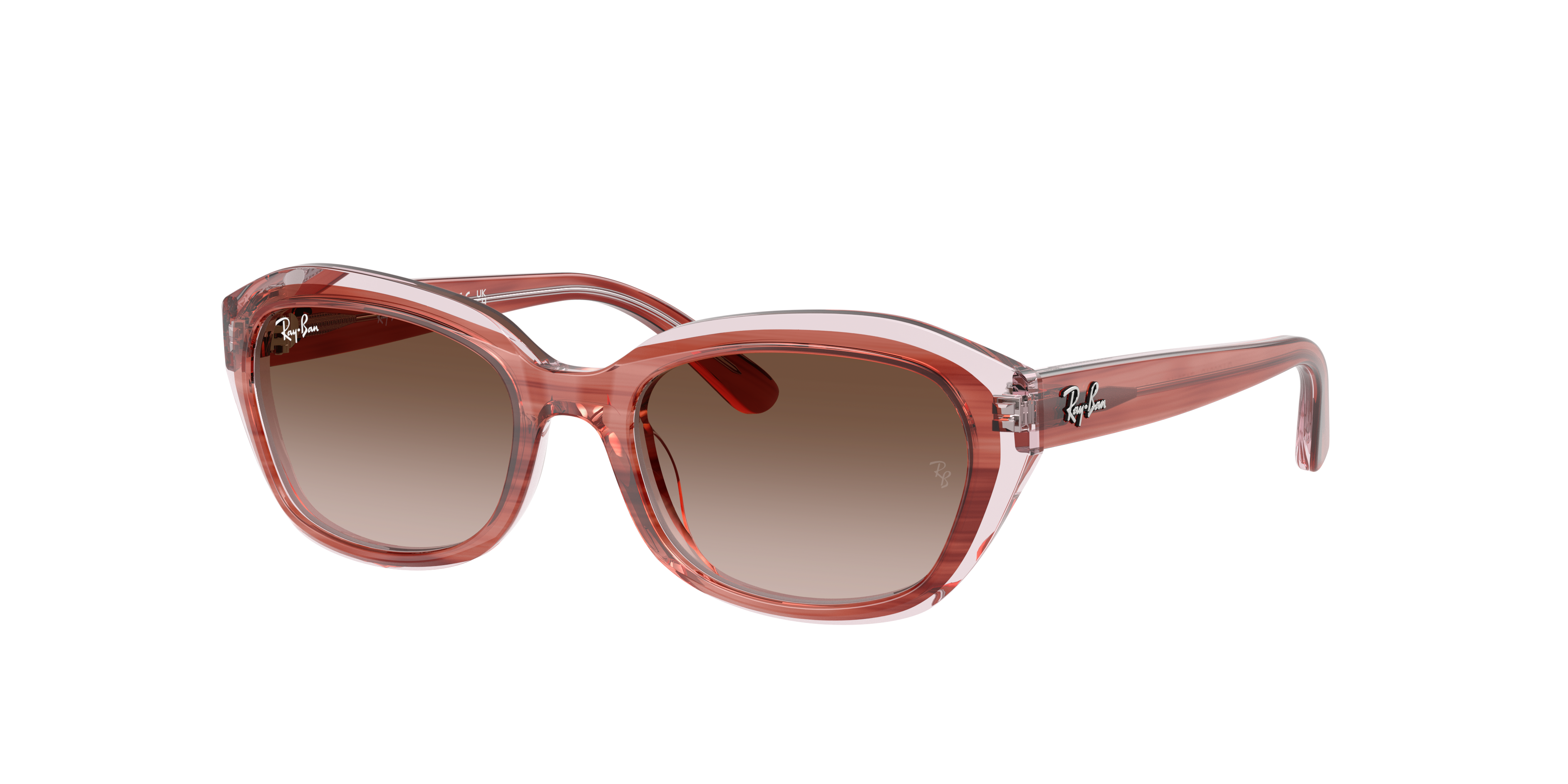 Rb9081s Kids Gafas de Sol Rosa rayado sobre rosa transparente en Marrón Degradé - RB9081S | Ray-Ban®