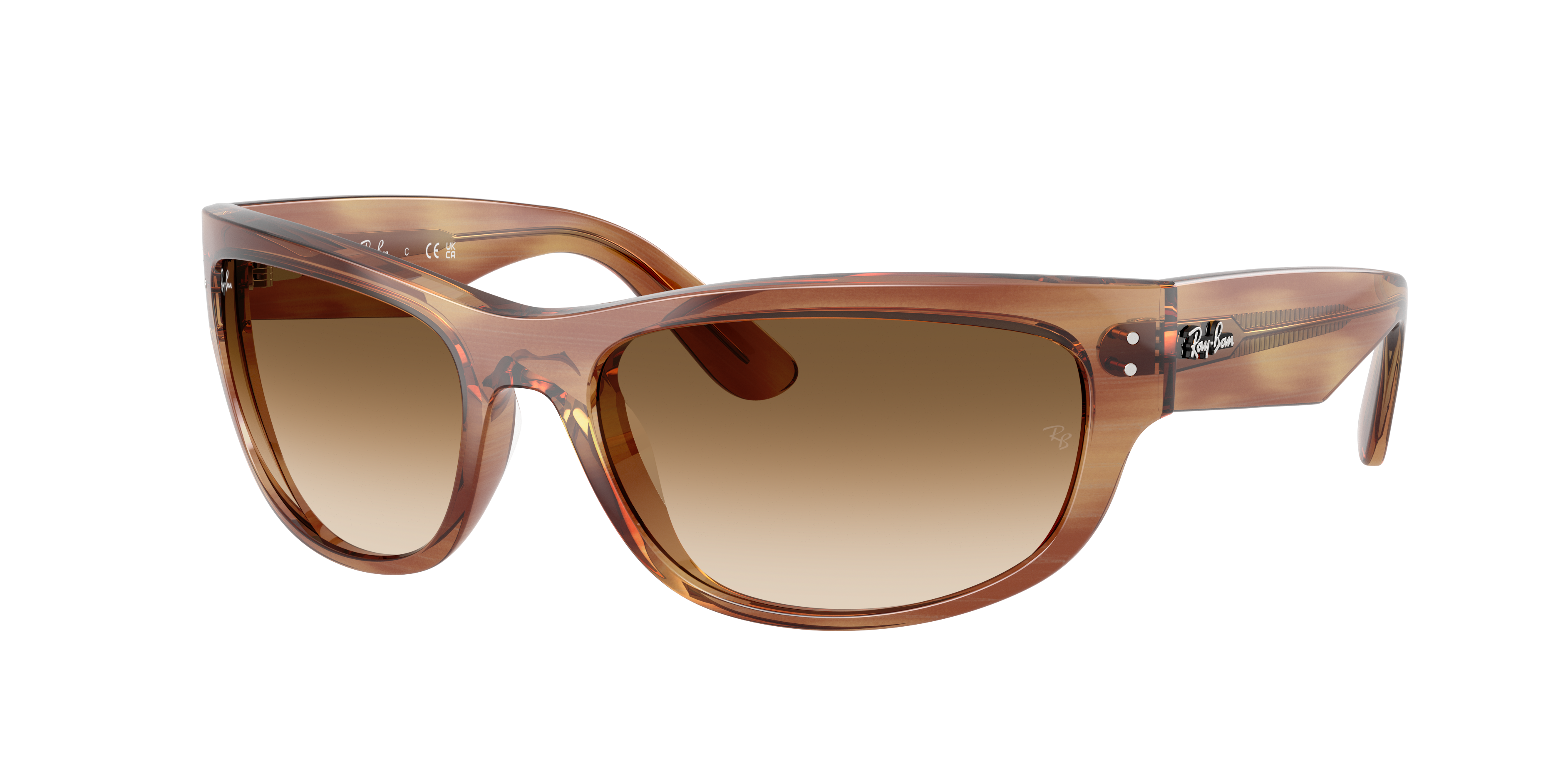 Mega Balorama Sunglasses in Striped Brown and Clear Gradient Brown ...