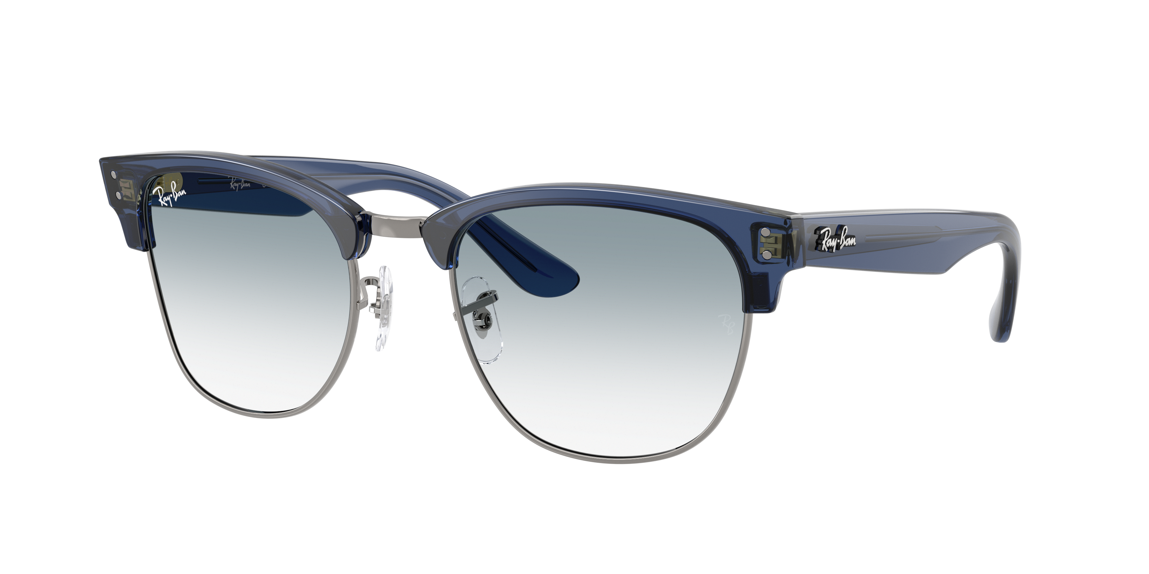 Transparent Navy Blue On Gunmetal Sunglasses in Clear Gradient Blue and ...