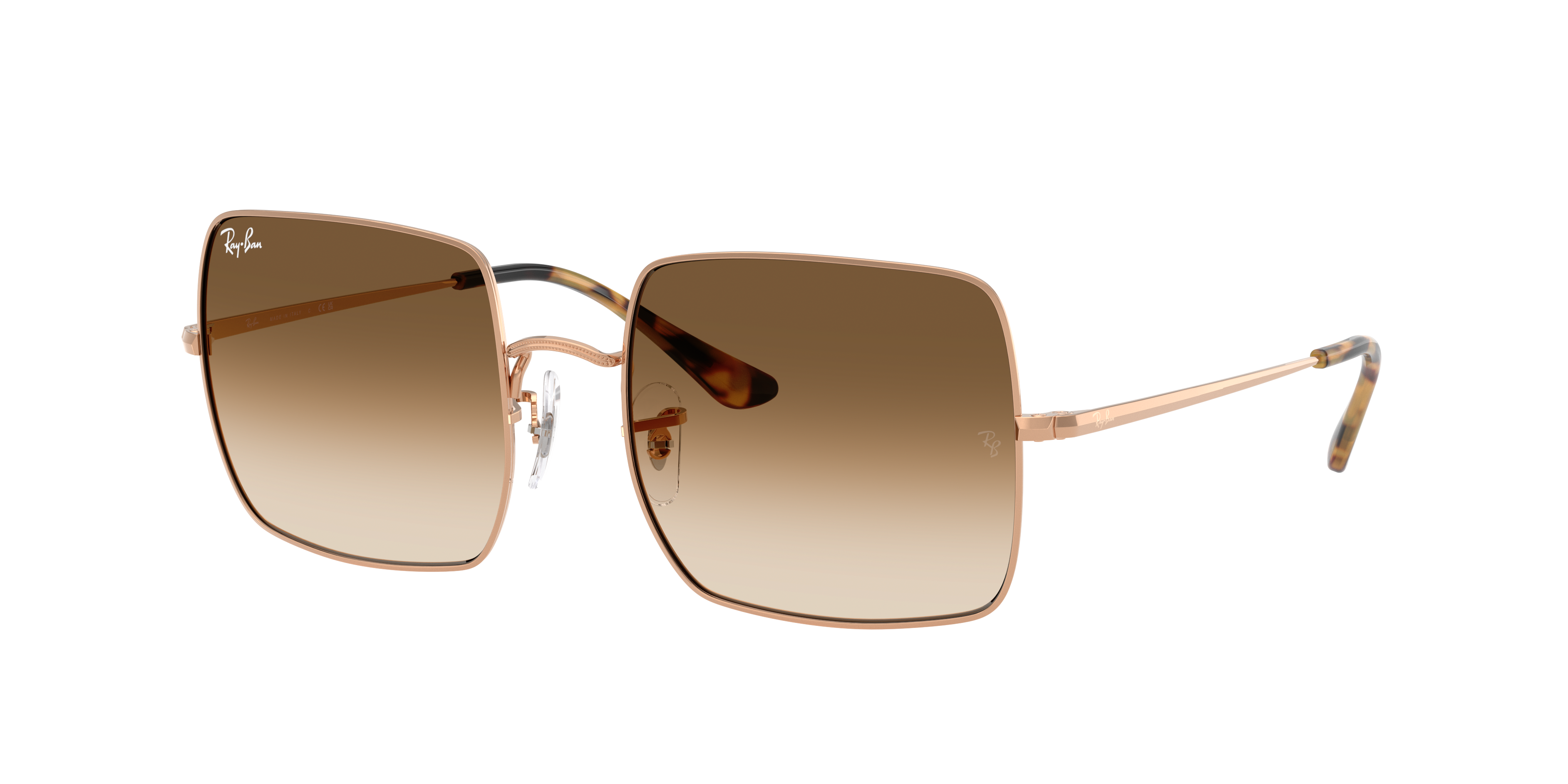 Polished Rosegold Sunglasses in Clear Gradient Brown and Square 1971 ...