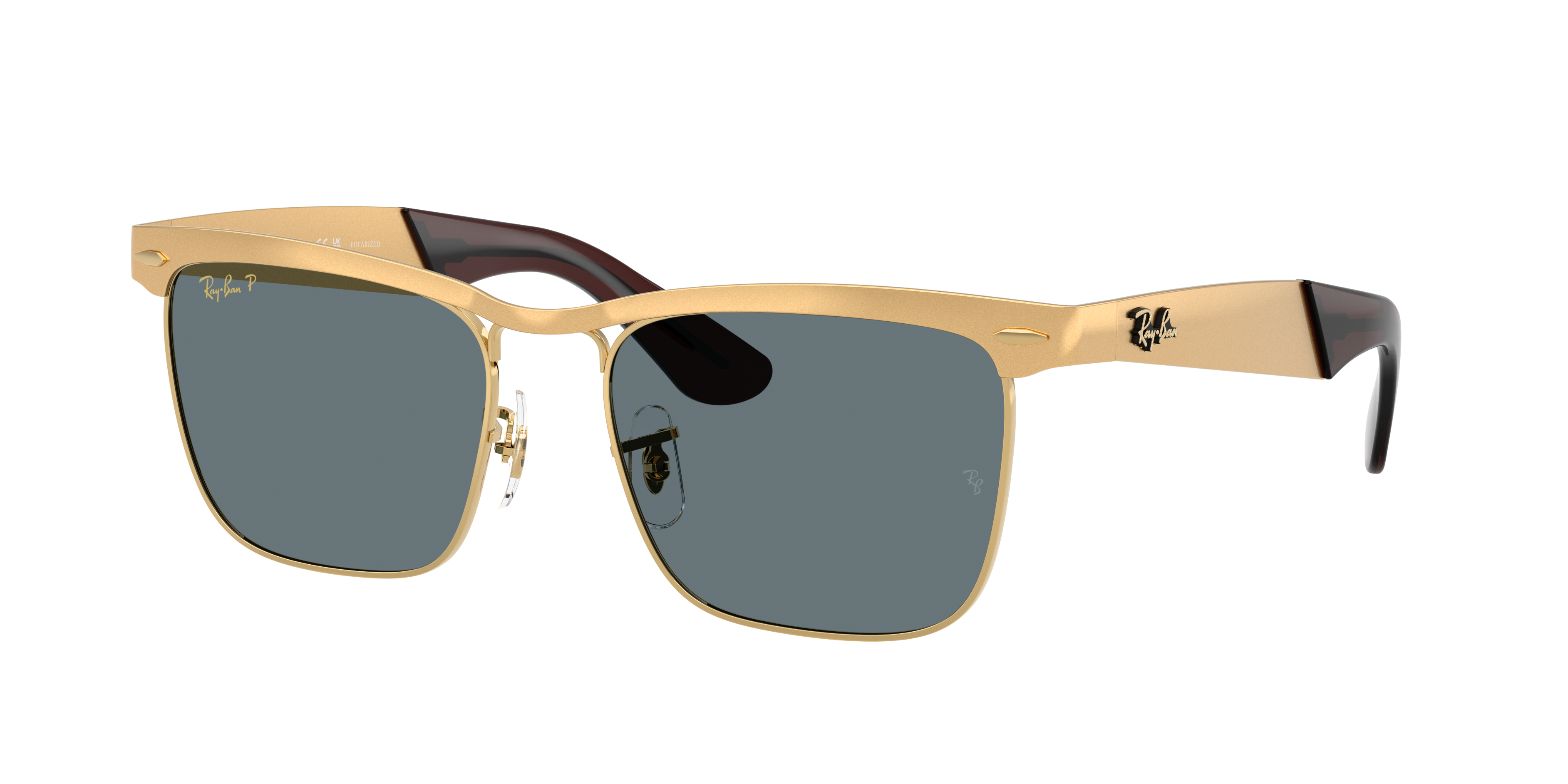 Wayfarer Deluxe Sunglasses in Sandblasted Legend Gold and Dark Blue ...