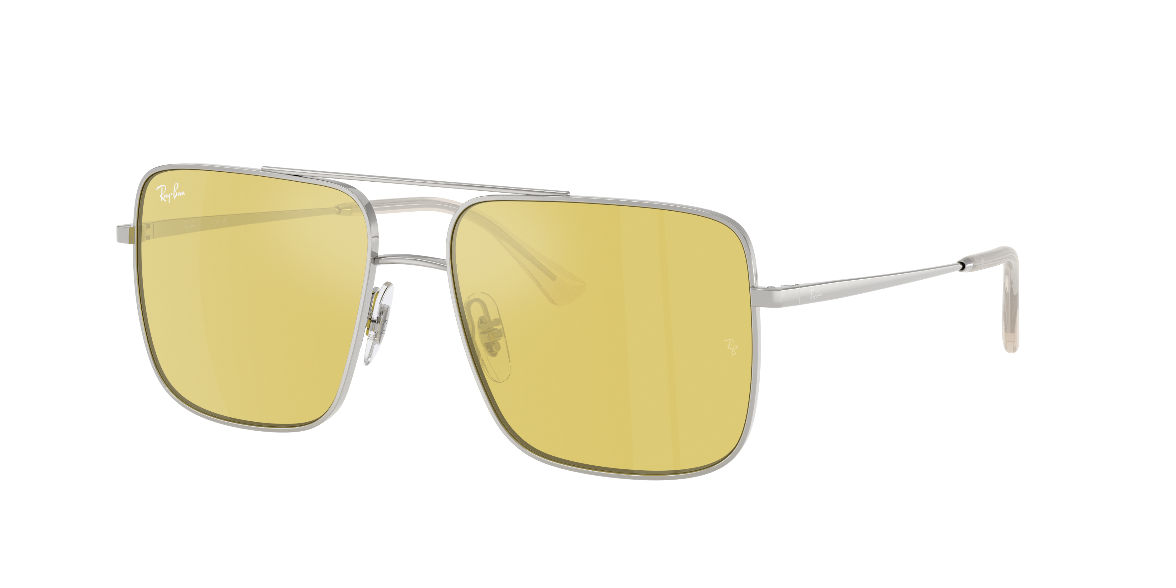 Polished Silver Sunglasses in Yellow Mirror Flash Gold (56-16) and Ari ...