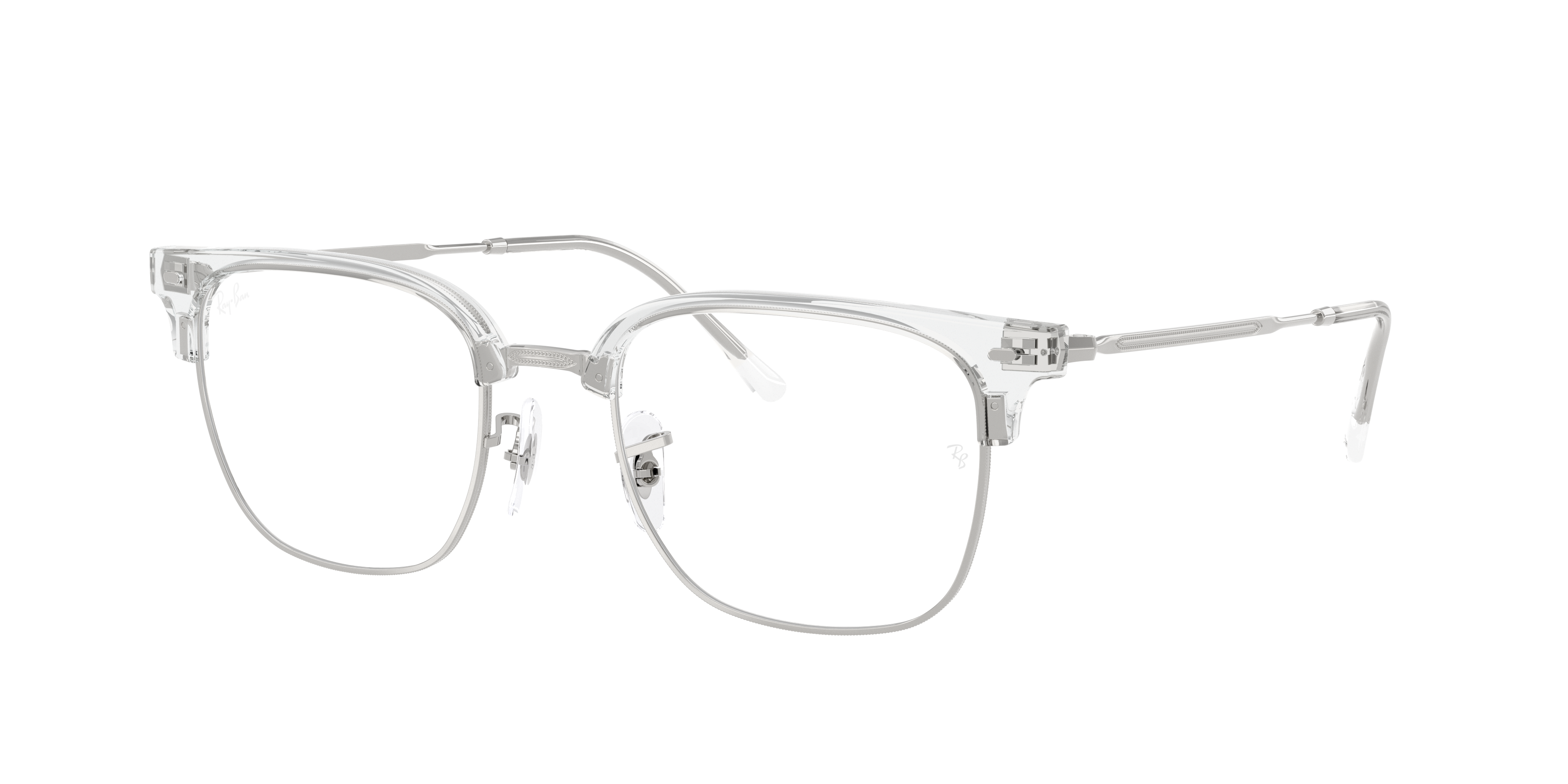 New Clubmaster Optics Eyeglasses with Polished Transparent On Silver ...