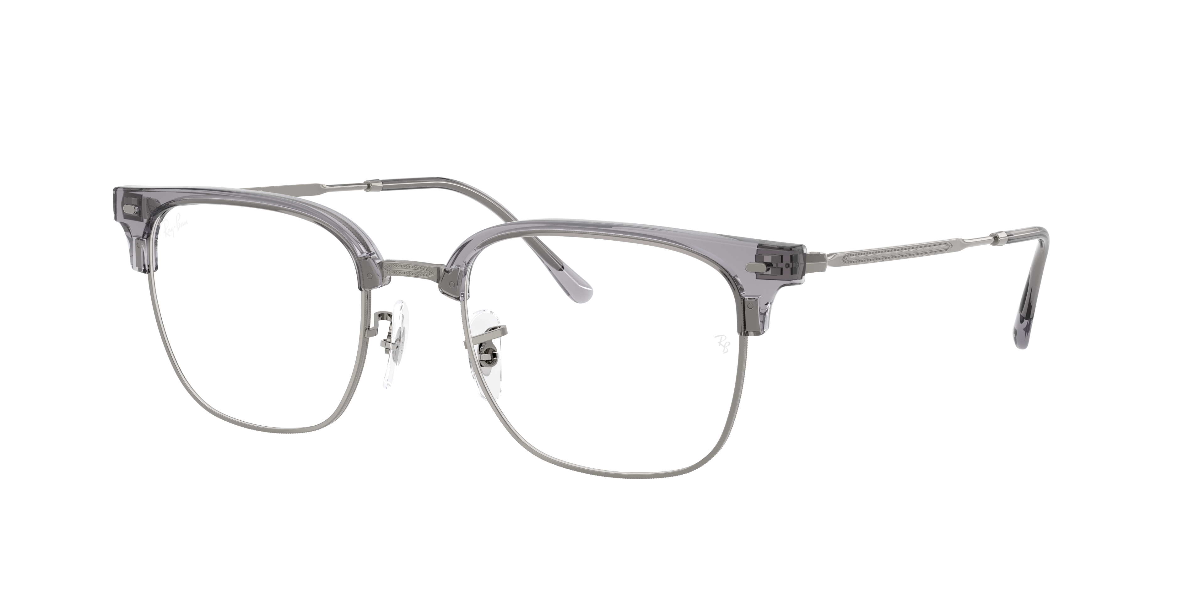New Clubmaster Optics Eyeglasses with Polished Grey On Gunmetal Frame ...