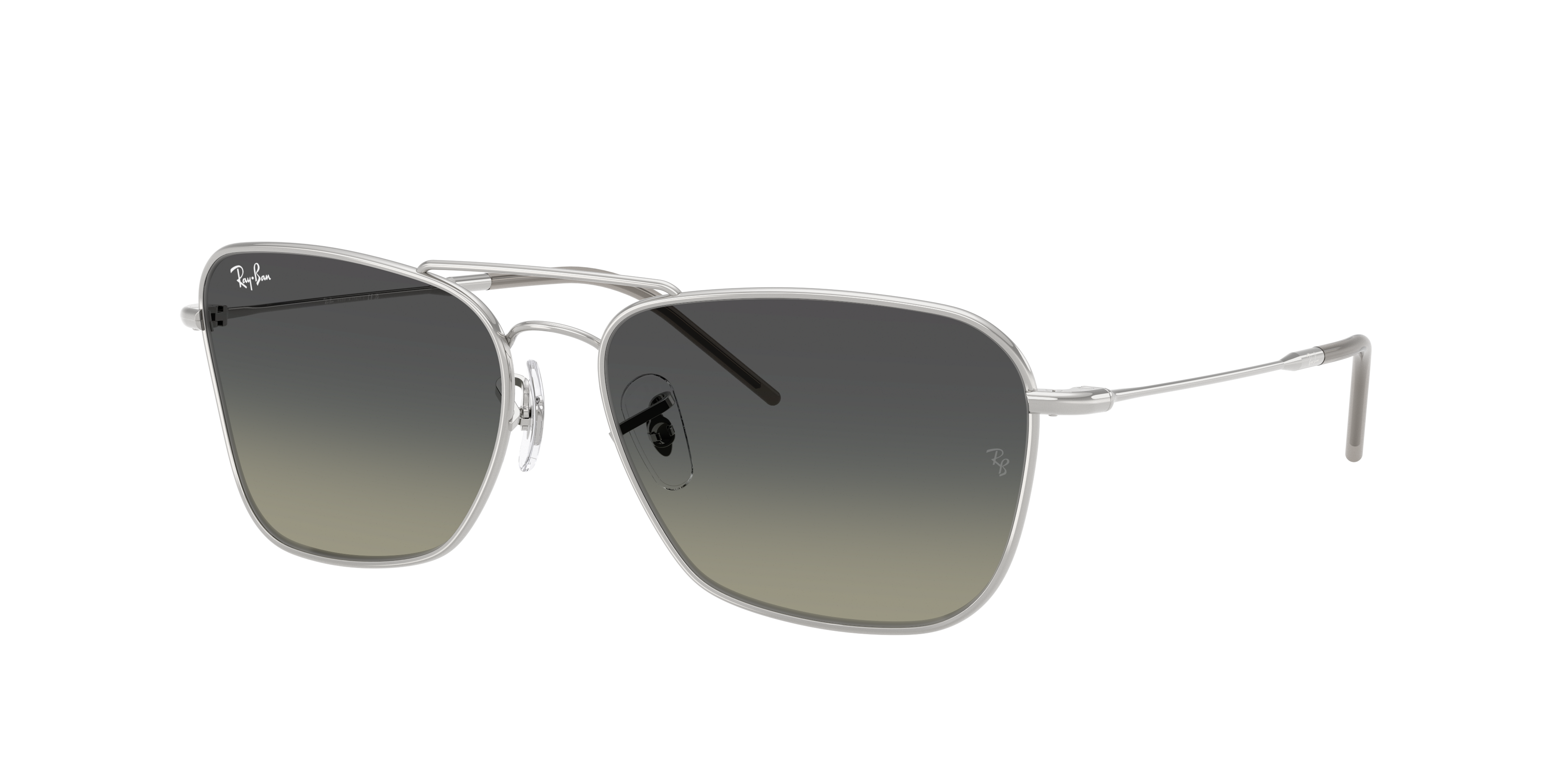 Caravan Reverse Sunglasses in Polished Silver and Grey Gradient ...