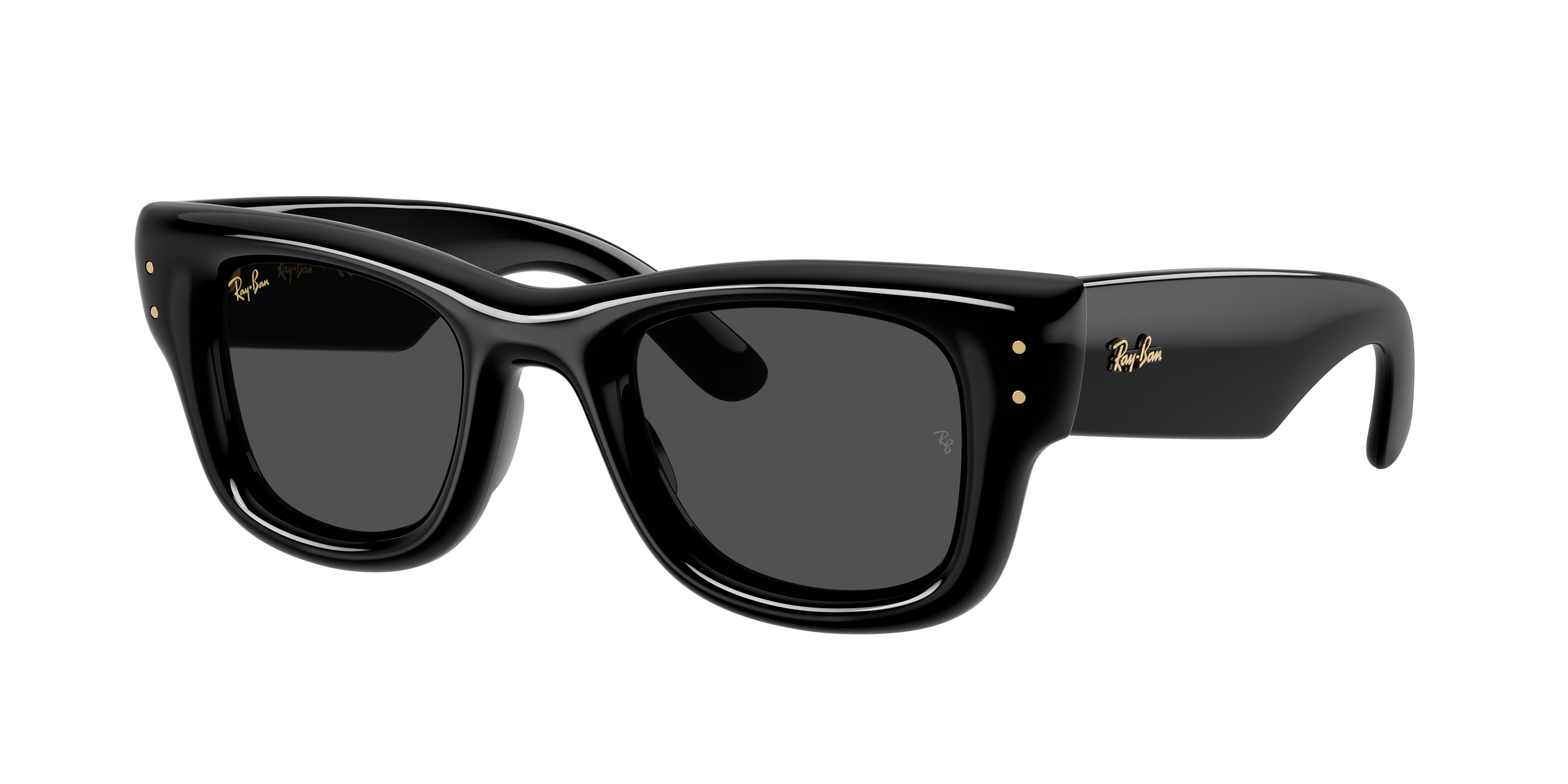 Polished Black Sunglasses in Ultra Black (50-23) and Wayfarer Puffer ...