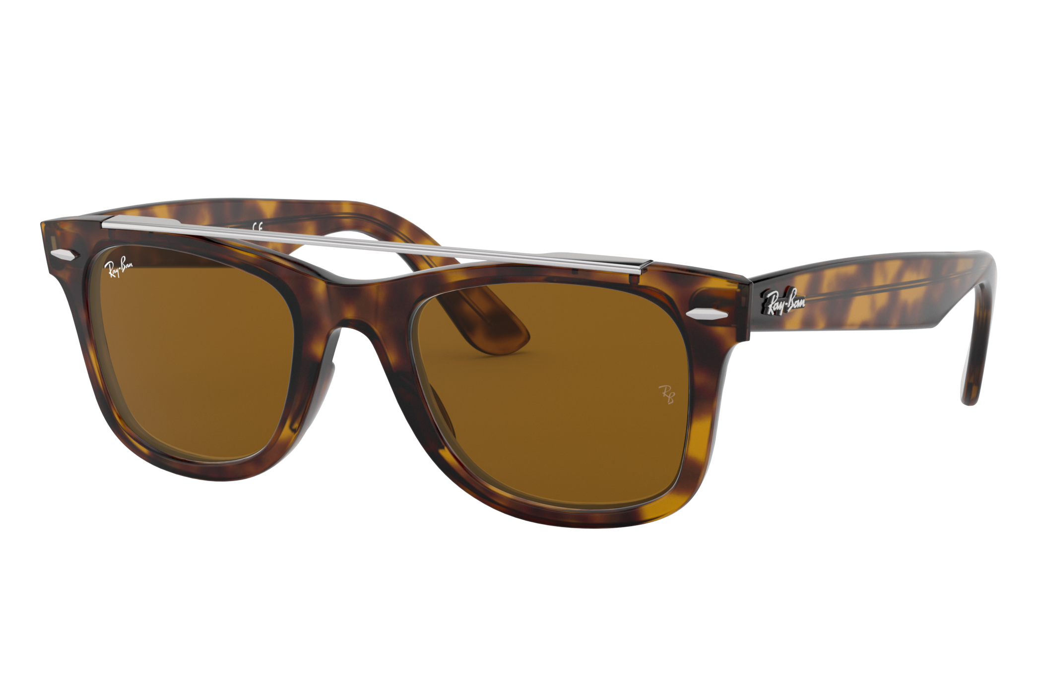Wayfarer Double Bridge Sunglasses in Polished Light Havana and B-15 ...