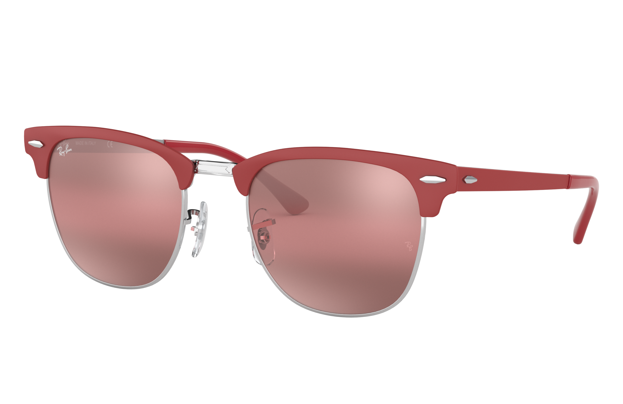 Clubmaster Metal Sunglasses in Matte Bordeaux and Purple Bi-Mirror Grey ...