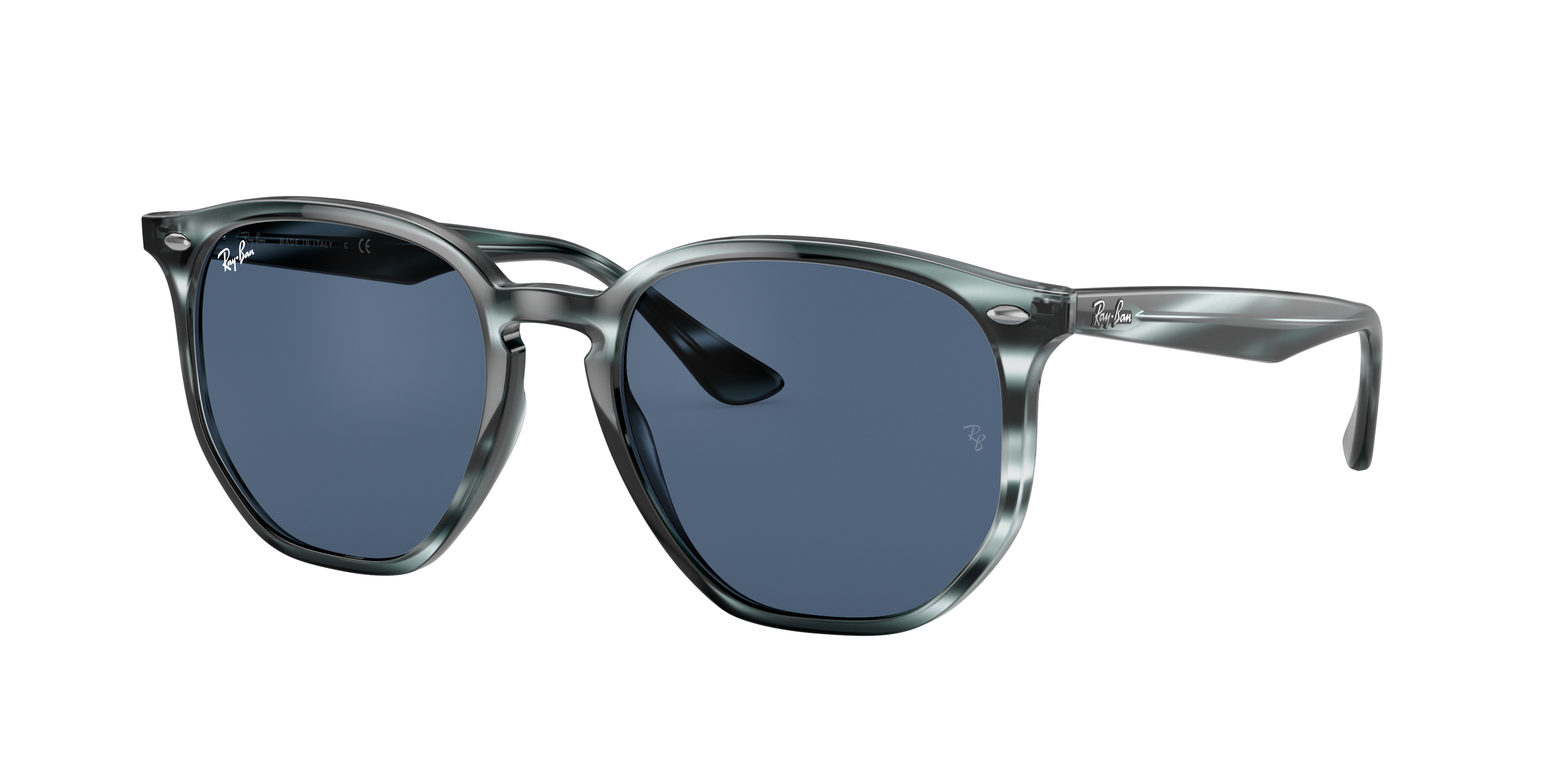 Rb4306f Sunglasses in Polished Striped Blue Havana and Dark Blue (54-19 ...