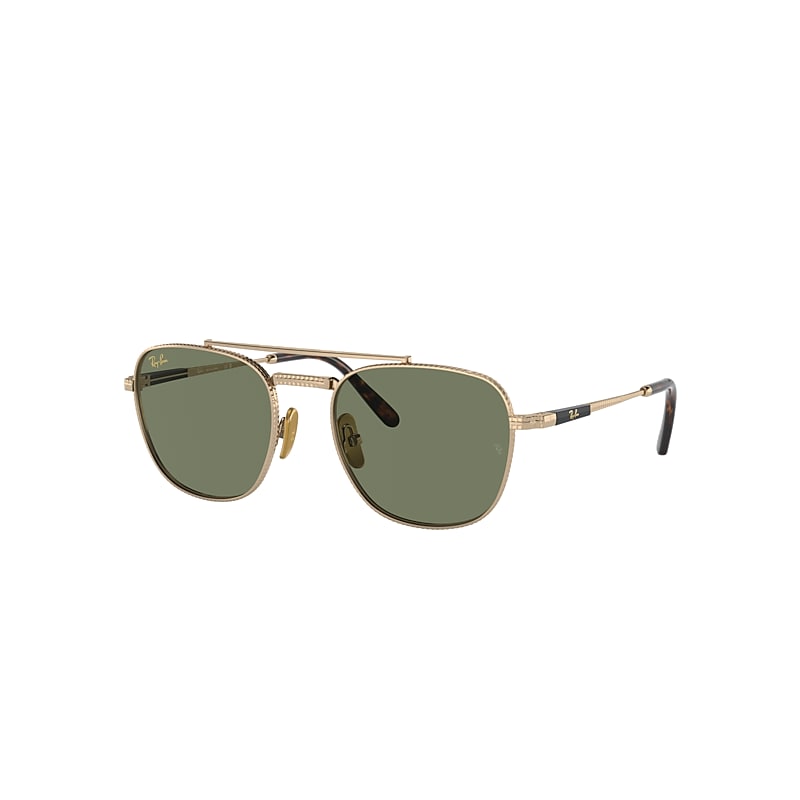 Ray Ban Frank Ii Titanium Sunglasses Gold Frame Green Lenses 54-20 ...