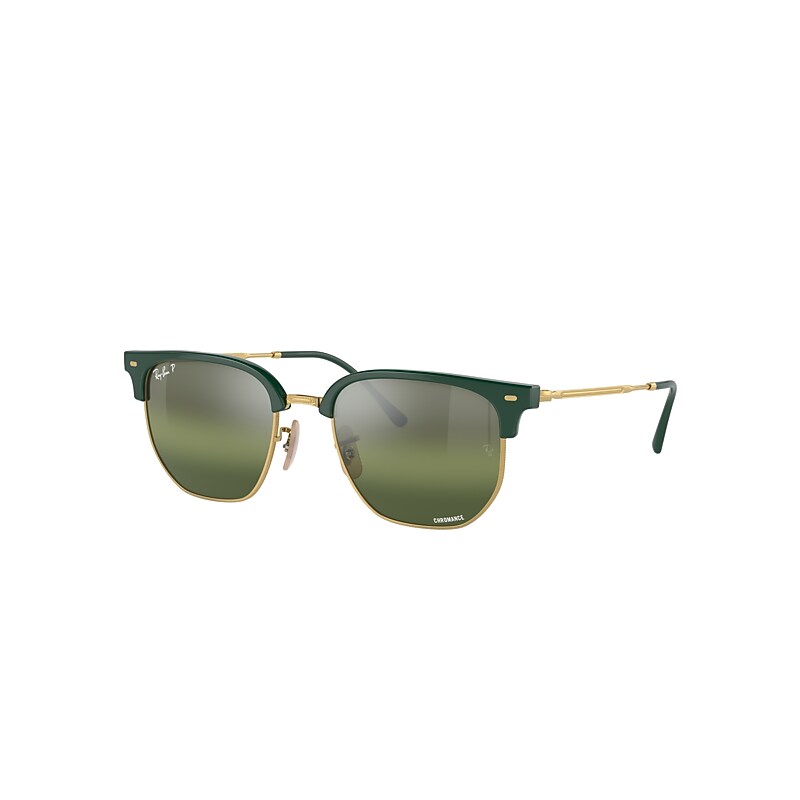 Ray Ban New Clubmaster Sunglasses Gold Frame Silver Lenses Polarized 55 ...