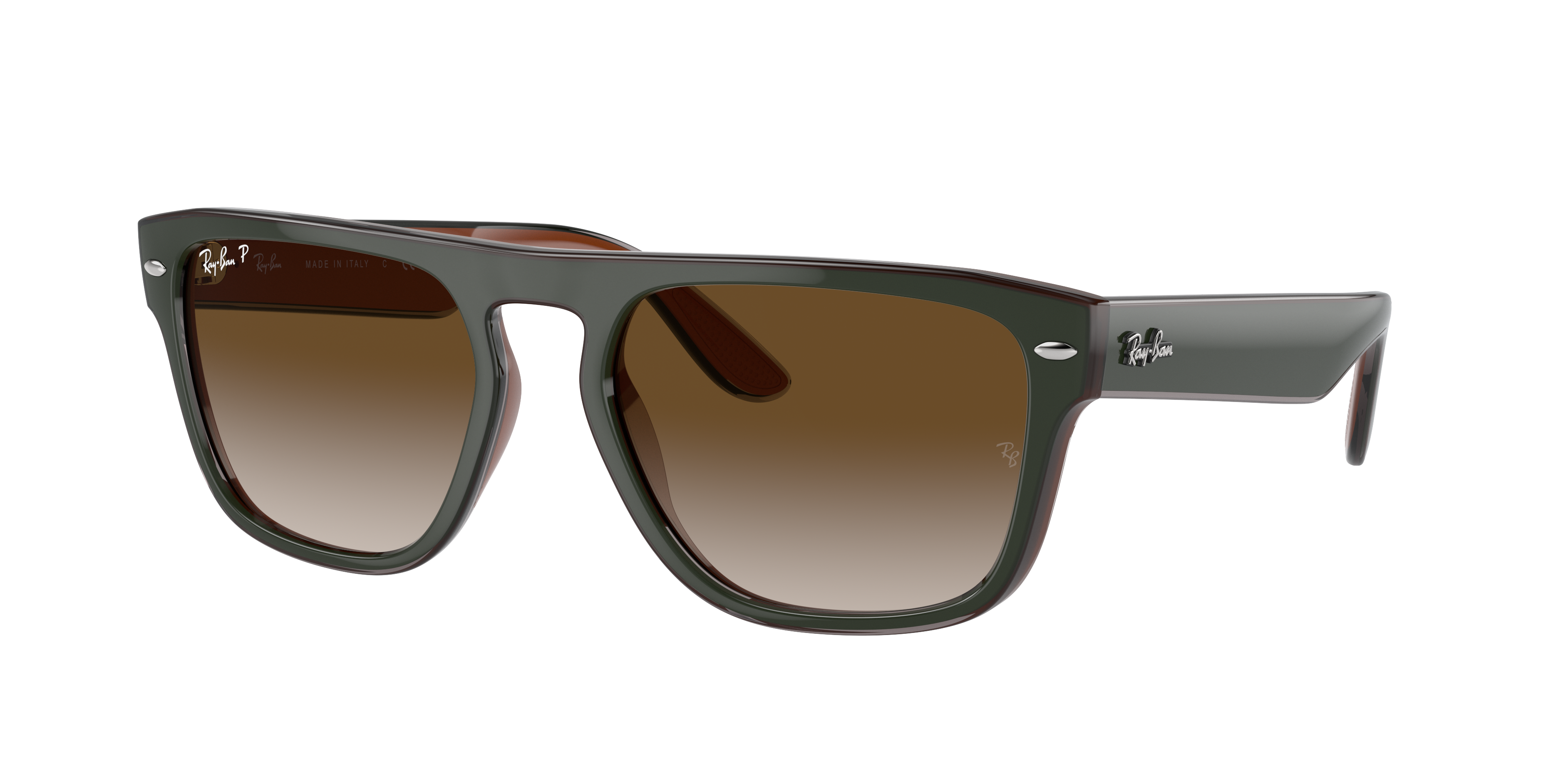 Polished Green & Dark Grey & Transparent Brown Sunglasses in Brown ...