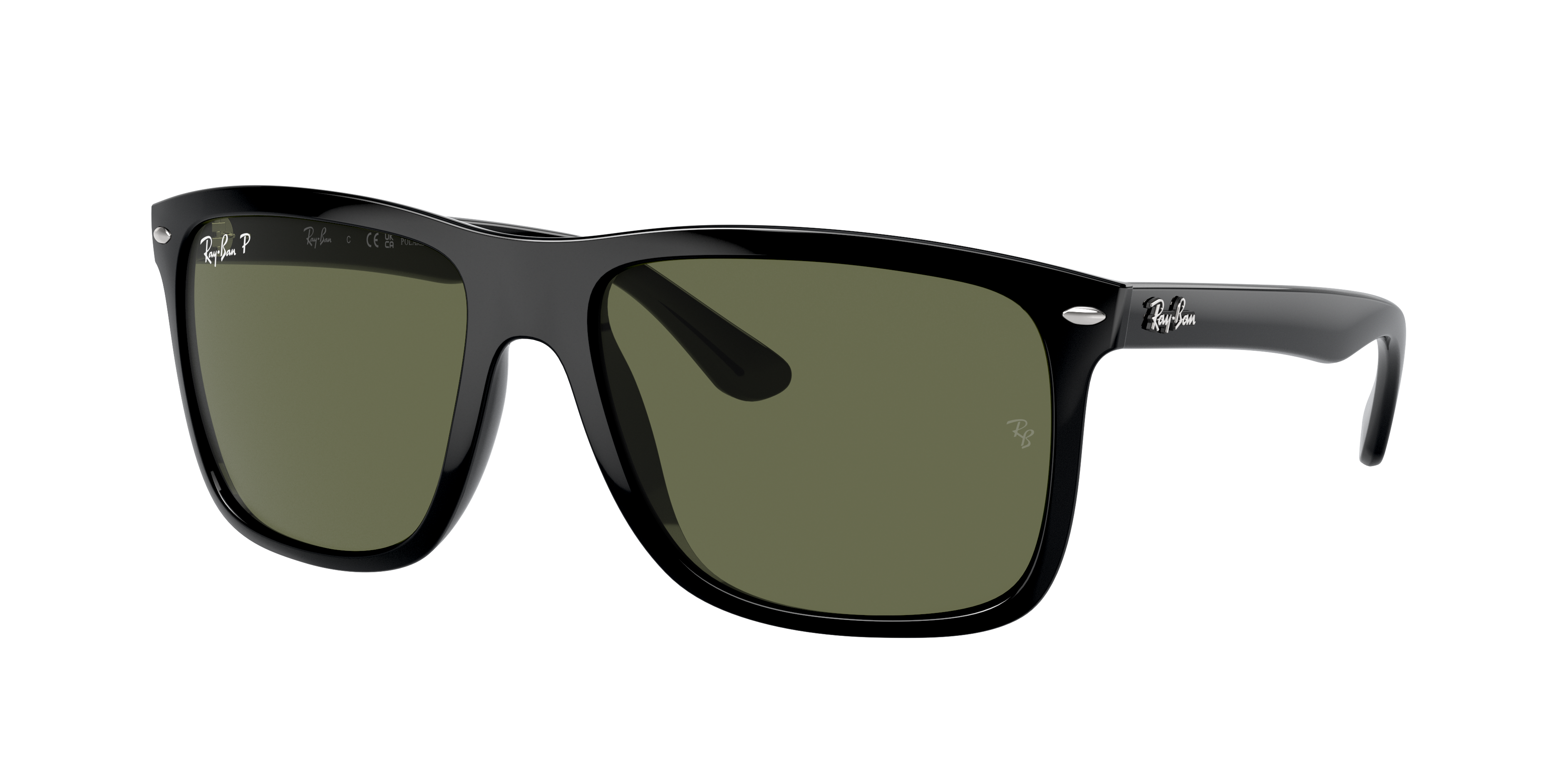 Boyfriend Two Sunglasses in Polished Black and Green Polarized (60-18 ...