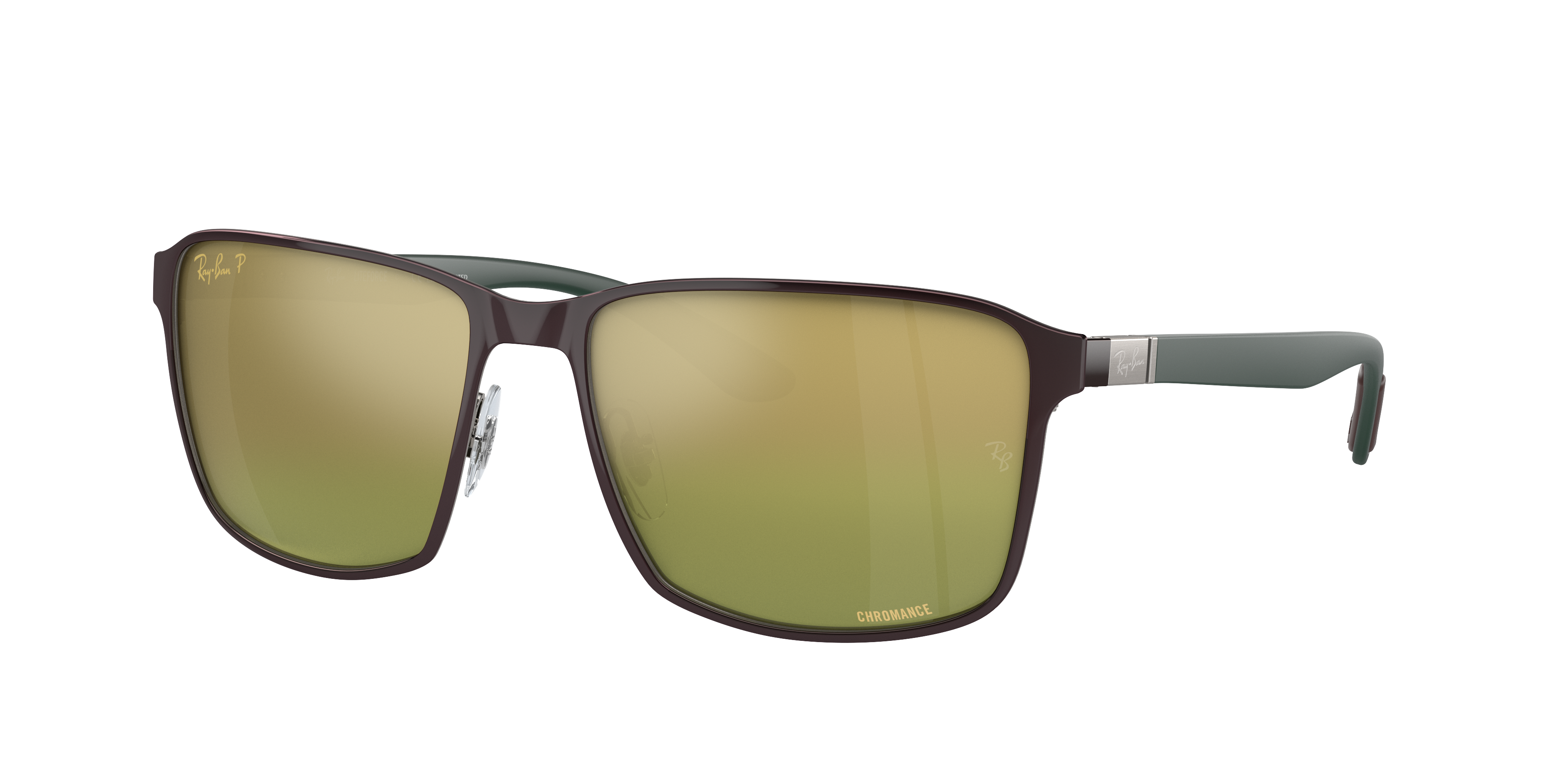 Rb3721ch Chromance Sunglasses in Brown On Gunmetal and Green/Gold ...