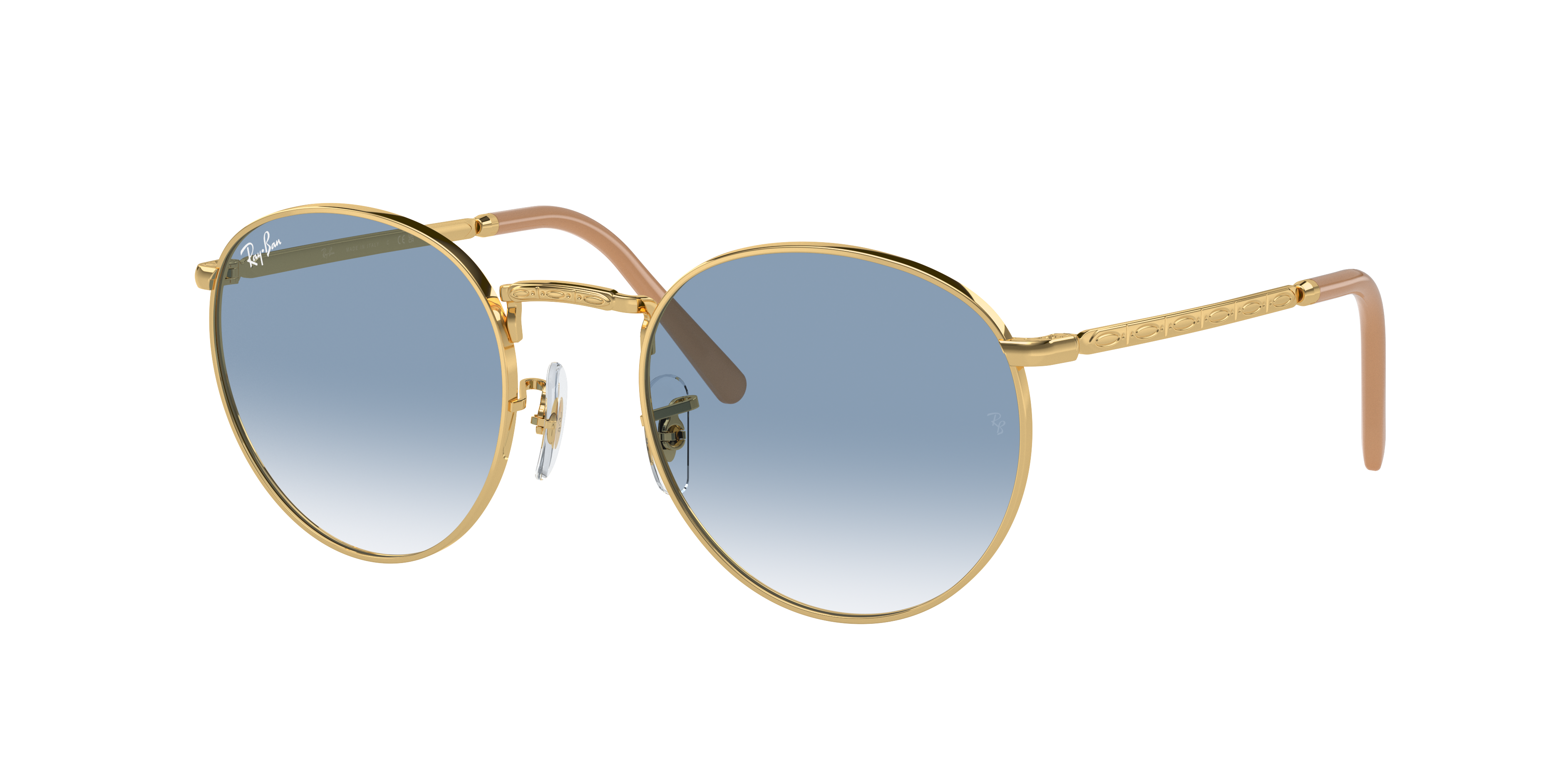 New Round Sunglasses in Arista Gold and Blue - RB3637 | Ray-Ban® New Round Sunglasses in Arista Gold and Blue - RB3637 | Ray-Ban®