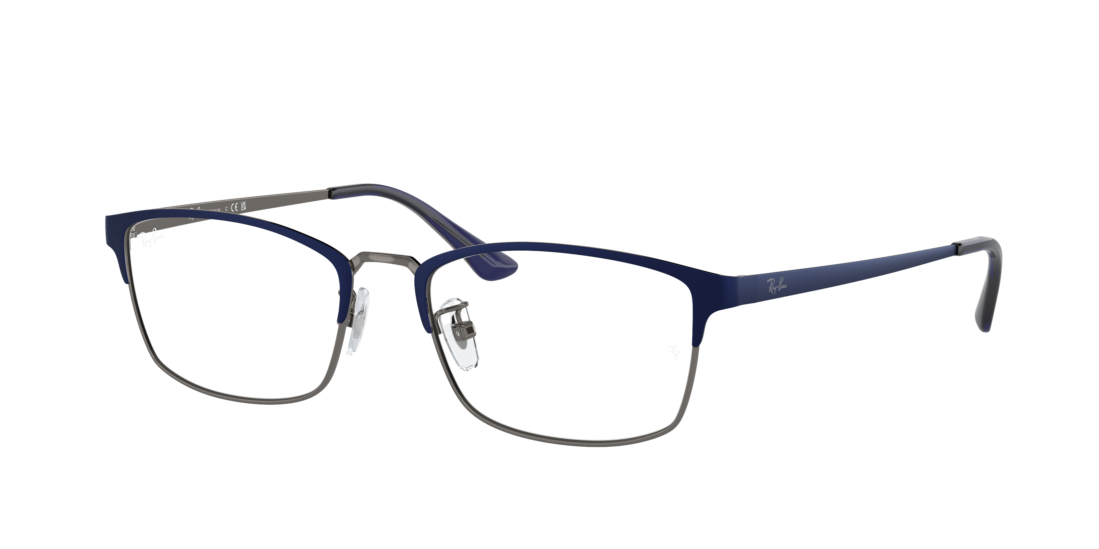Rb8772d Optics Titanium Eyeglasses with Matte Dark Blue On Gunmetal ...