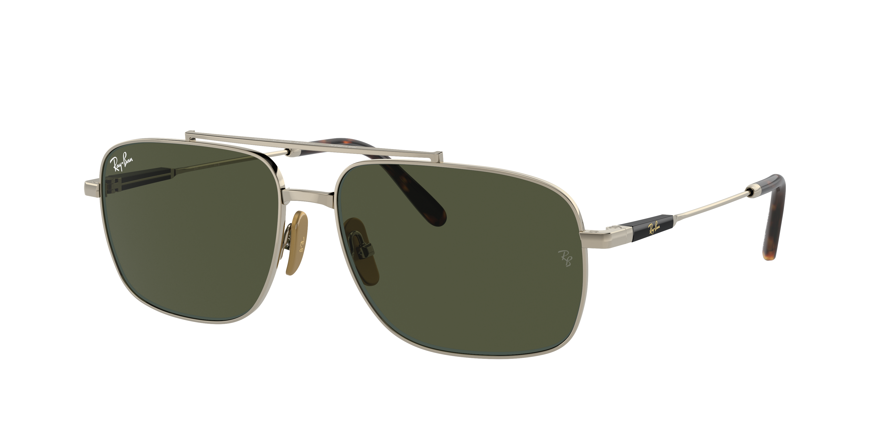 Michael Titanium Sunglasses in Polished Arista Gold and Green (59-15 ...